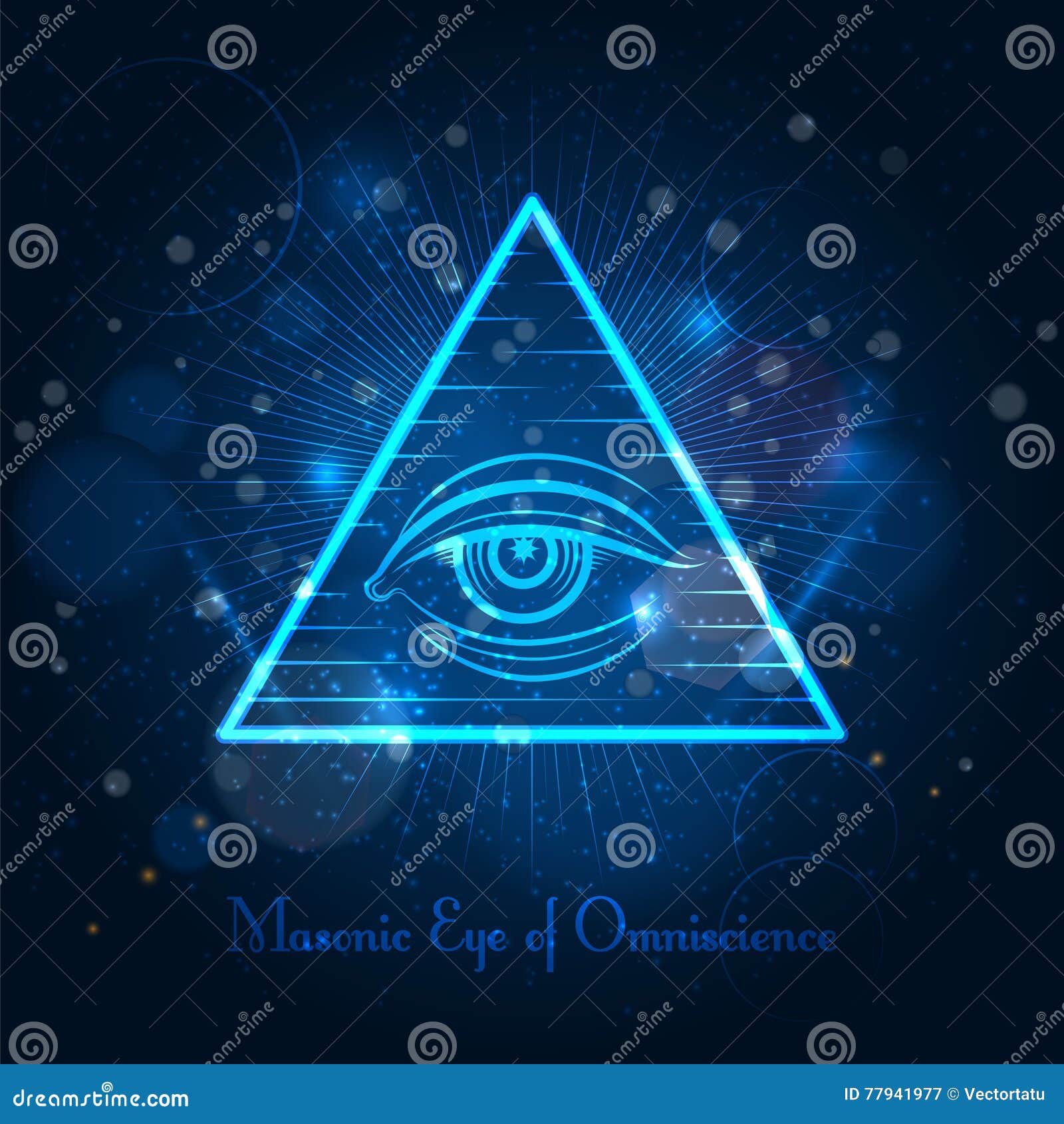 Masonic Eye on Blue Shining Background Stock Vector - Illustration of ...
