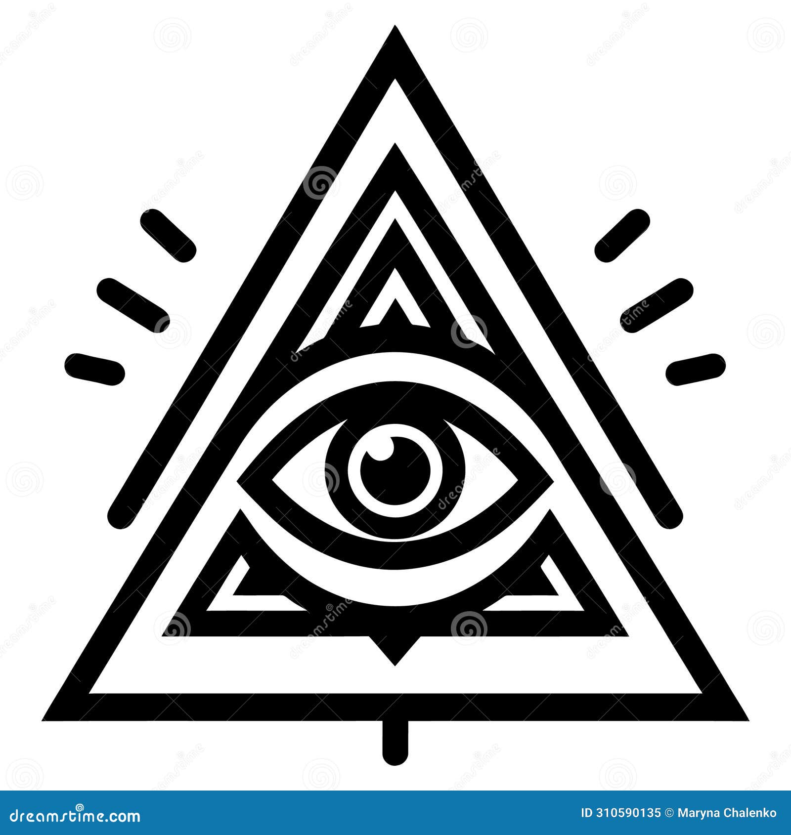 Illuminati Symbols, Masonic Sign, All Seeing Eye. Cartoon Vector ...