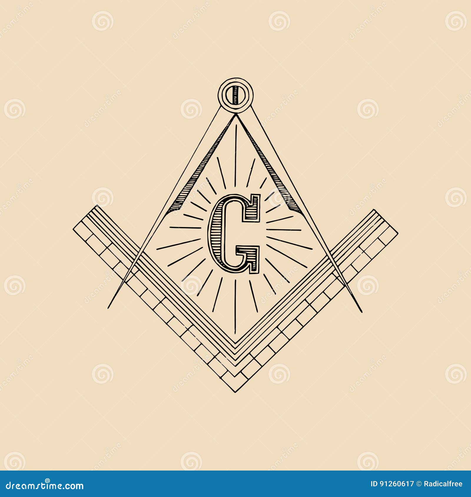 Masonic Square and Compass Symbol, Emblem, Logo. Freemasonry Vector ...