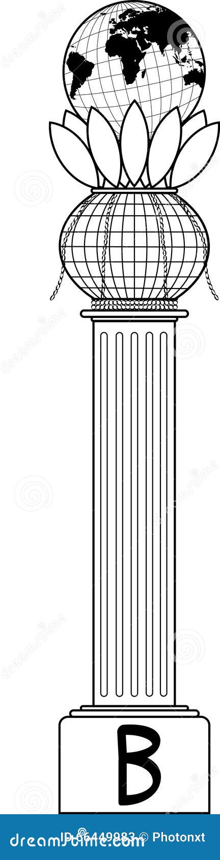 Masonic Symbol -Boaz Column Stock Vector - Illustration of architecture ...
