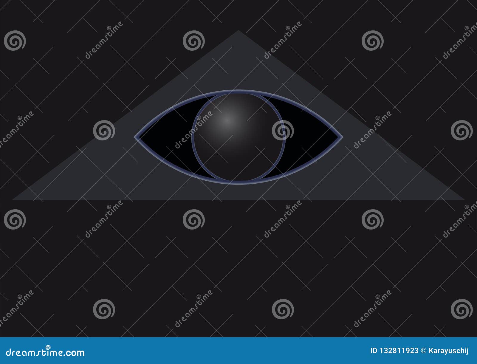 Eye in Triangle on Black stock vector. Illustration of secret - 132811923