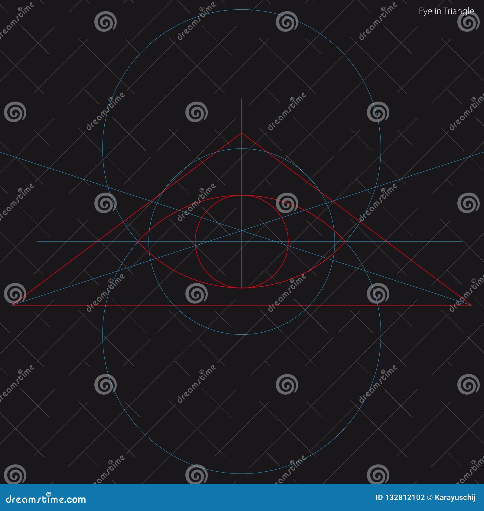 Eye in Triangle on Black stock vector. Illustration of secret - 132812102