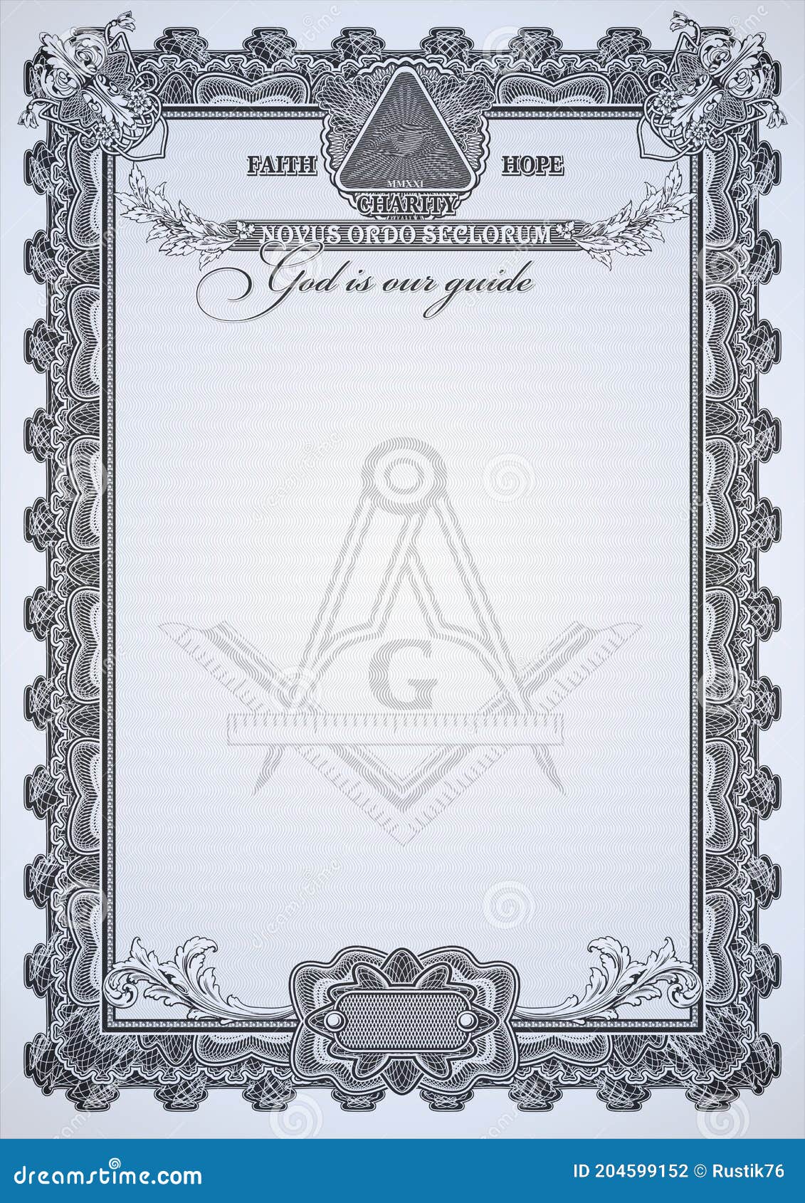 Masonic Symbols on a Blank Letterhead for Creating Documents. Stock ...