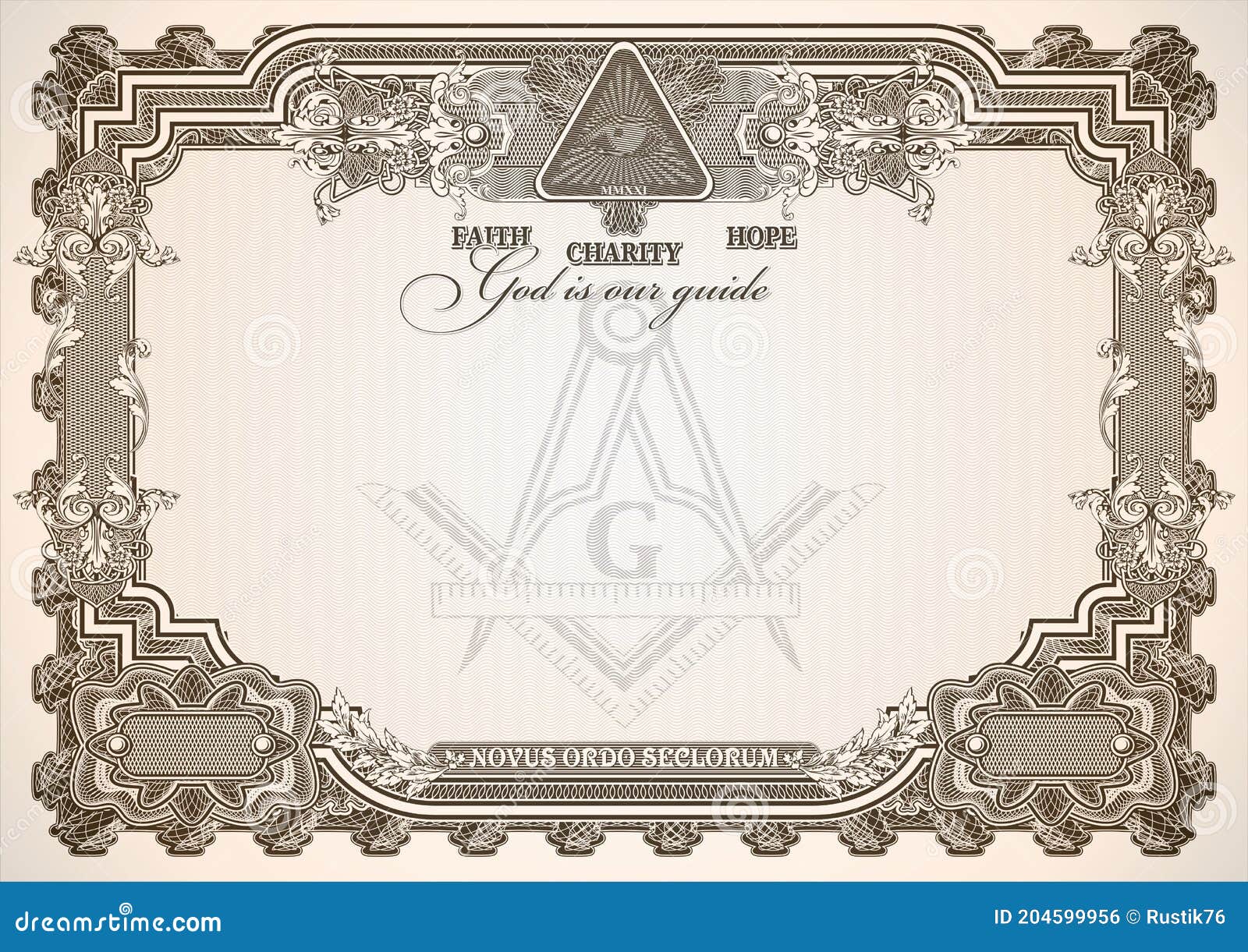 Masonic Symbols on a Blank Letterhead for Creating Documents. Stock ...