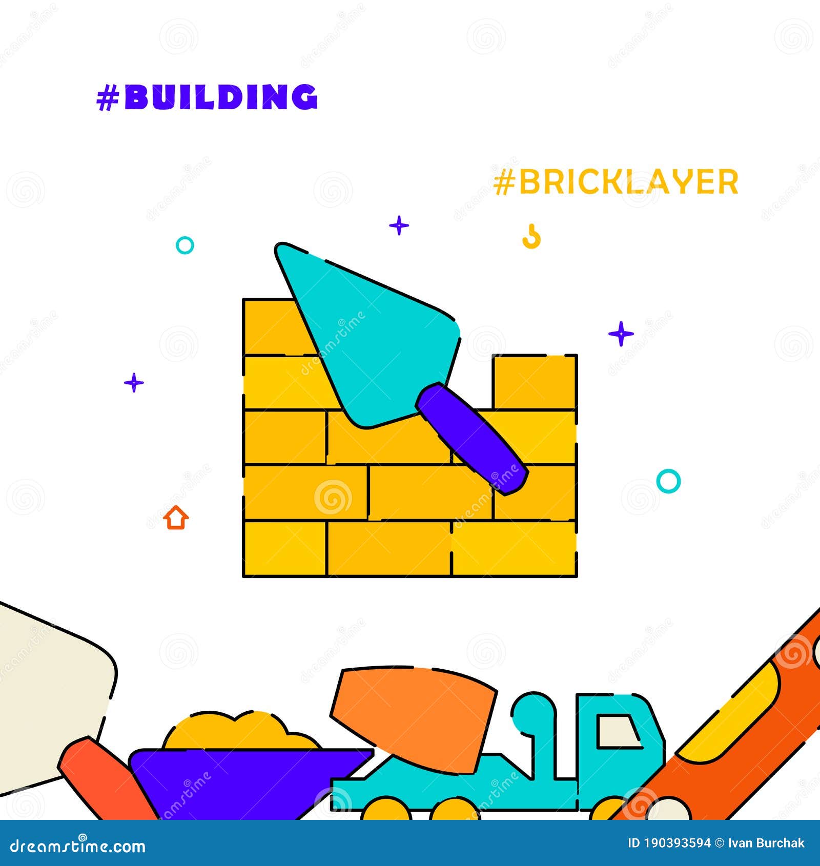 Masonry Line Icons Collection. Mortar, Trowel, Mason, Brick, St ...