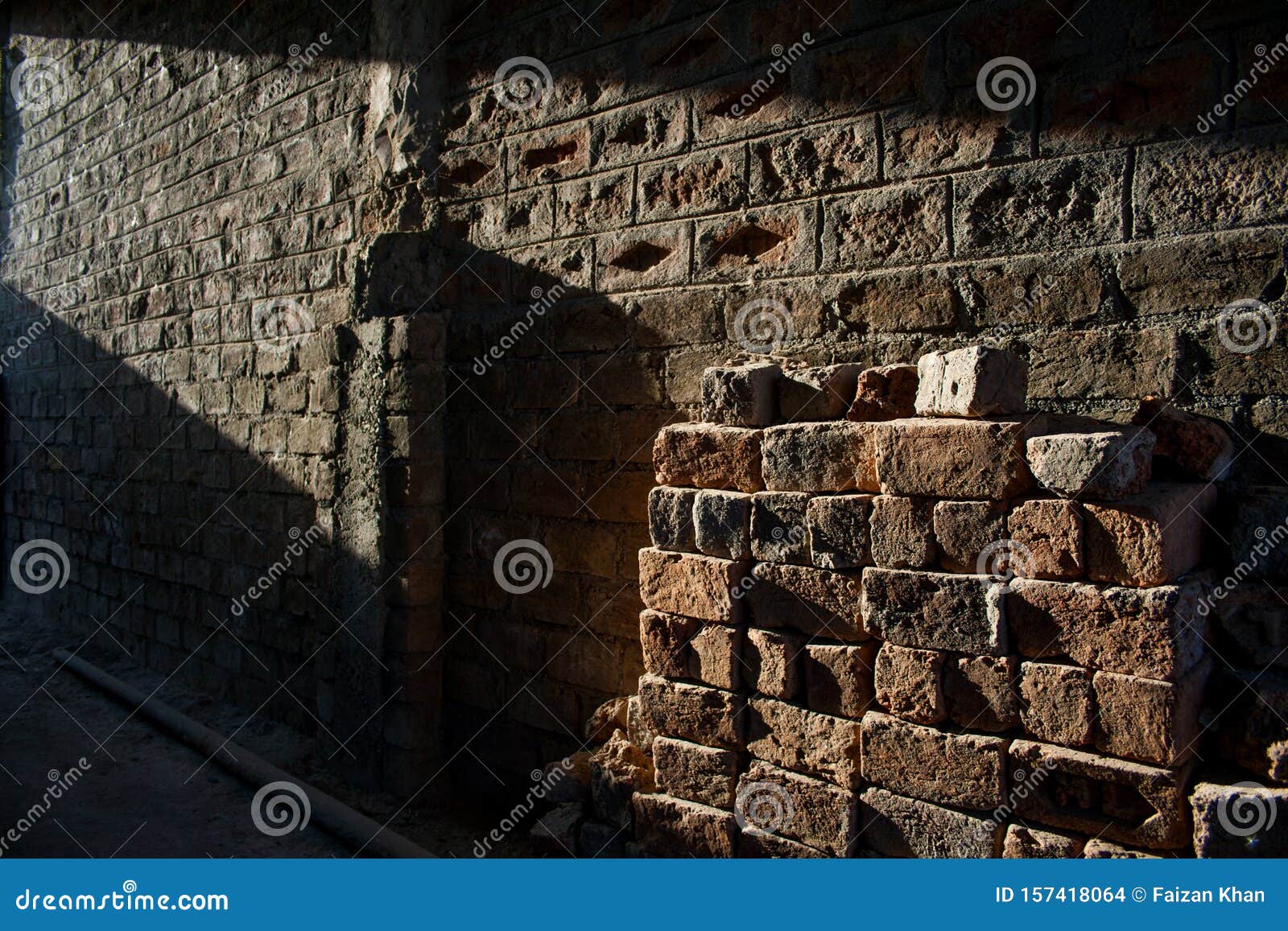 Masonry Brick Wall with Sunlight Stock Photo - Image of pattern, wall ...