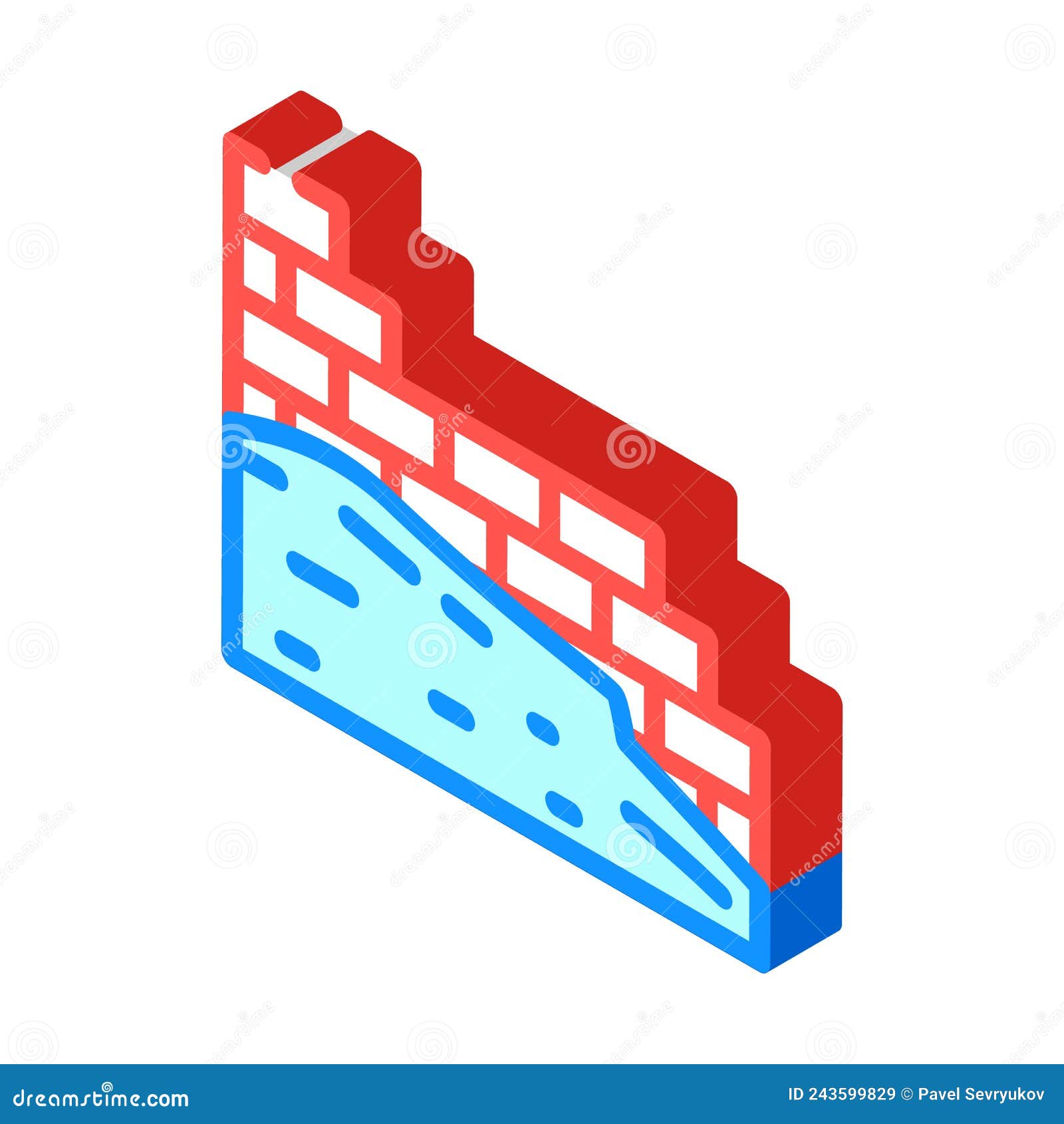 Masonry Building Isometric Icon Vector Illustration Stock Vector ...
