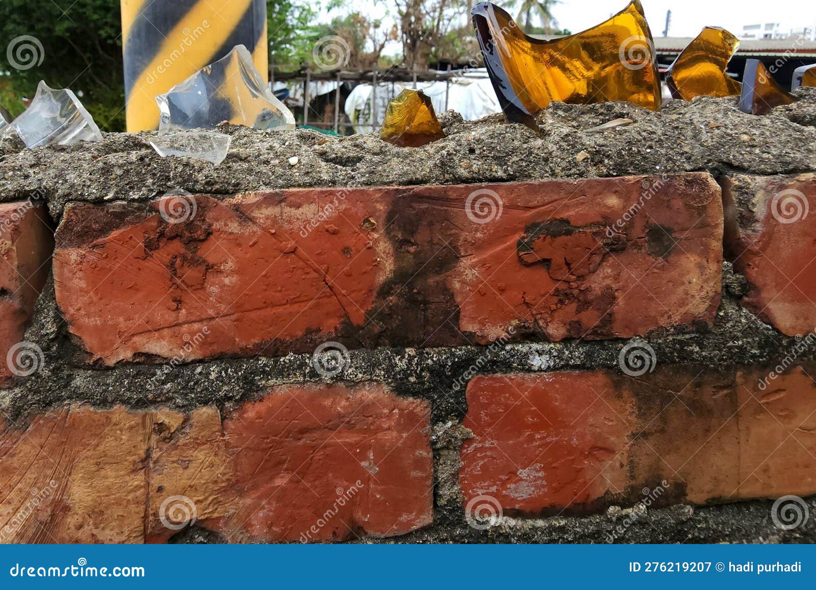 Masonry and Cement, with Broken Glass Guards Stock Image - Image of ...
