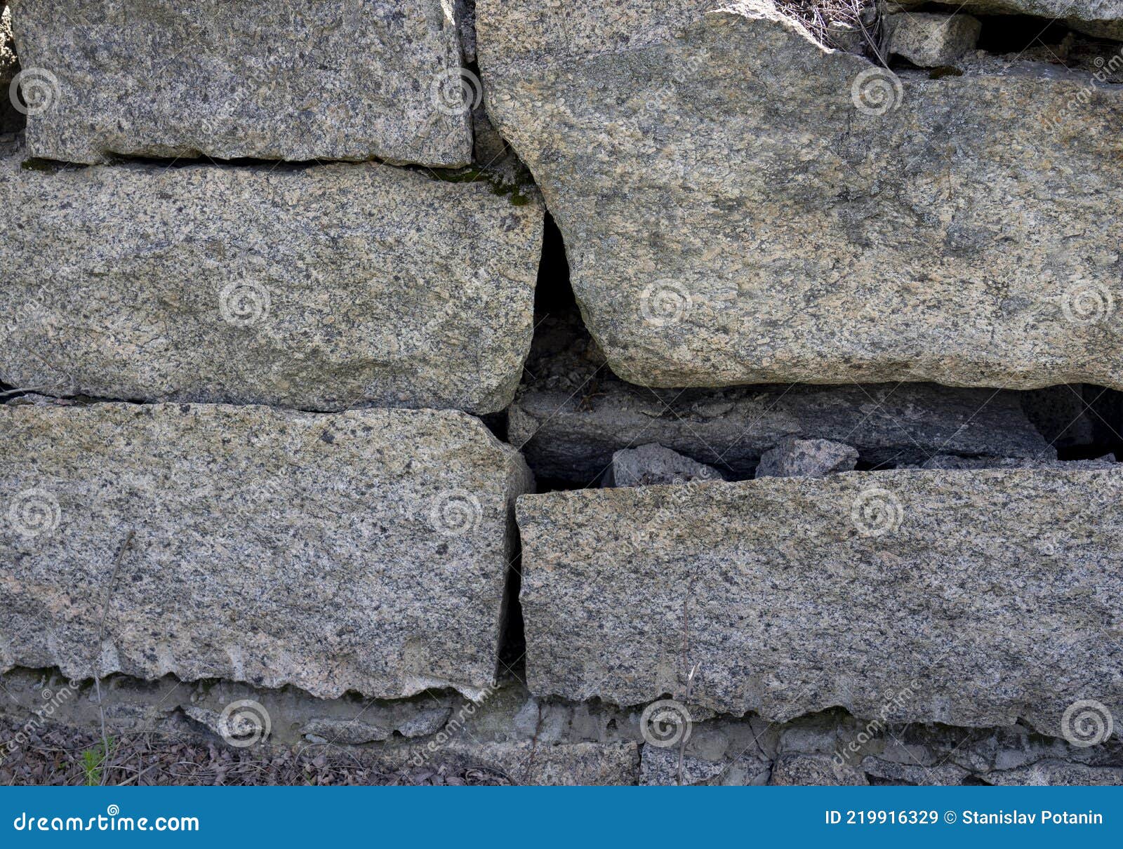 Masonry from Chunks of Processed Granite Stock Image - Image of empty ...
