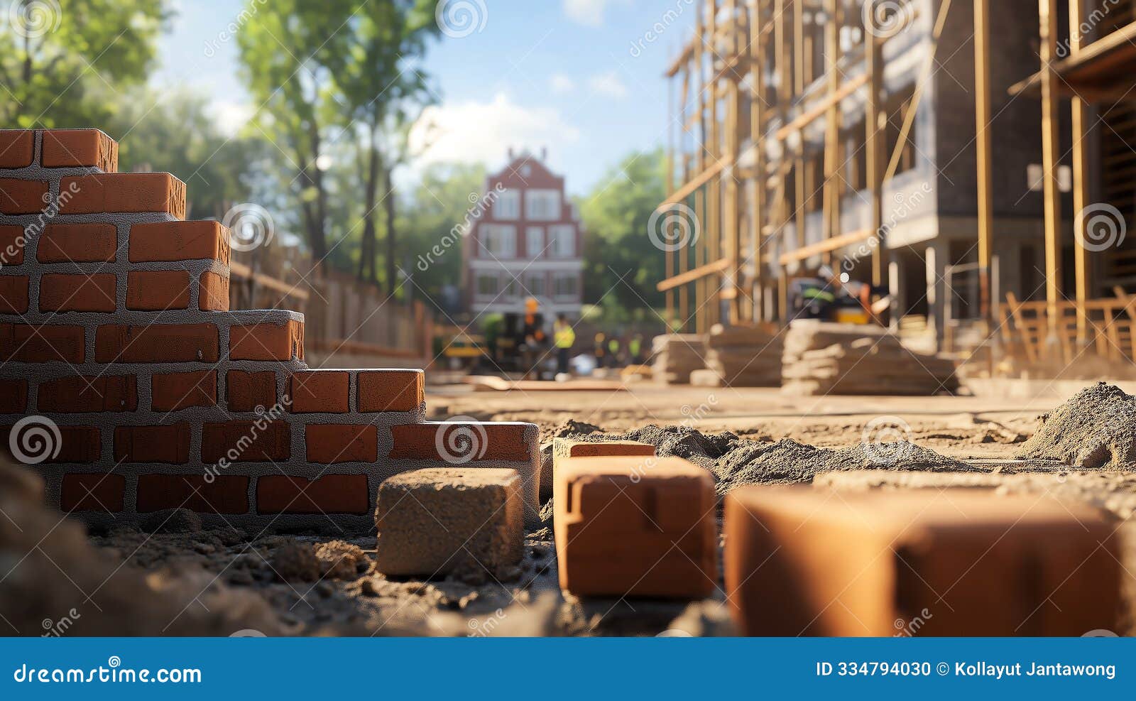 Masonry Construction Site - Detailed Work and Materials Stock ...