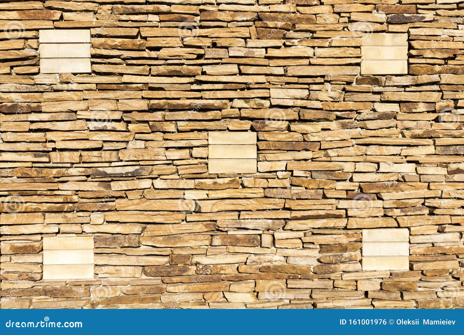 Masonry Made of Light Natural Stone and Brick Inserts Stock Photo ...
