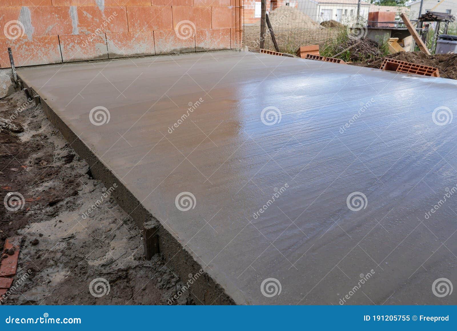 Masonry, Man Leveling Concrete Slab for House Terrace Stock Image ...