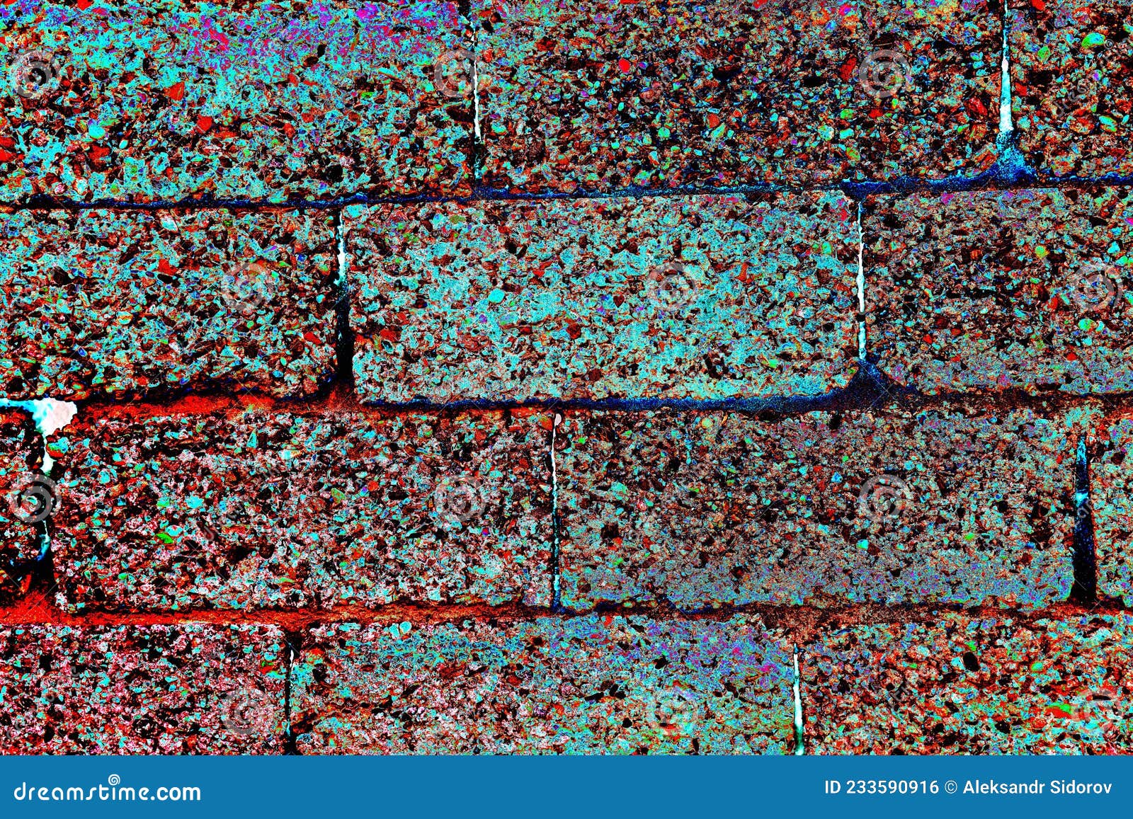 Masonry of Rectangular Porous Blocks, Changed Colors, Bright Colorful ...