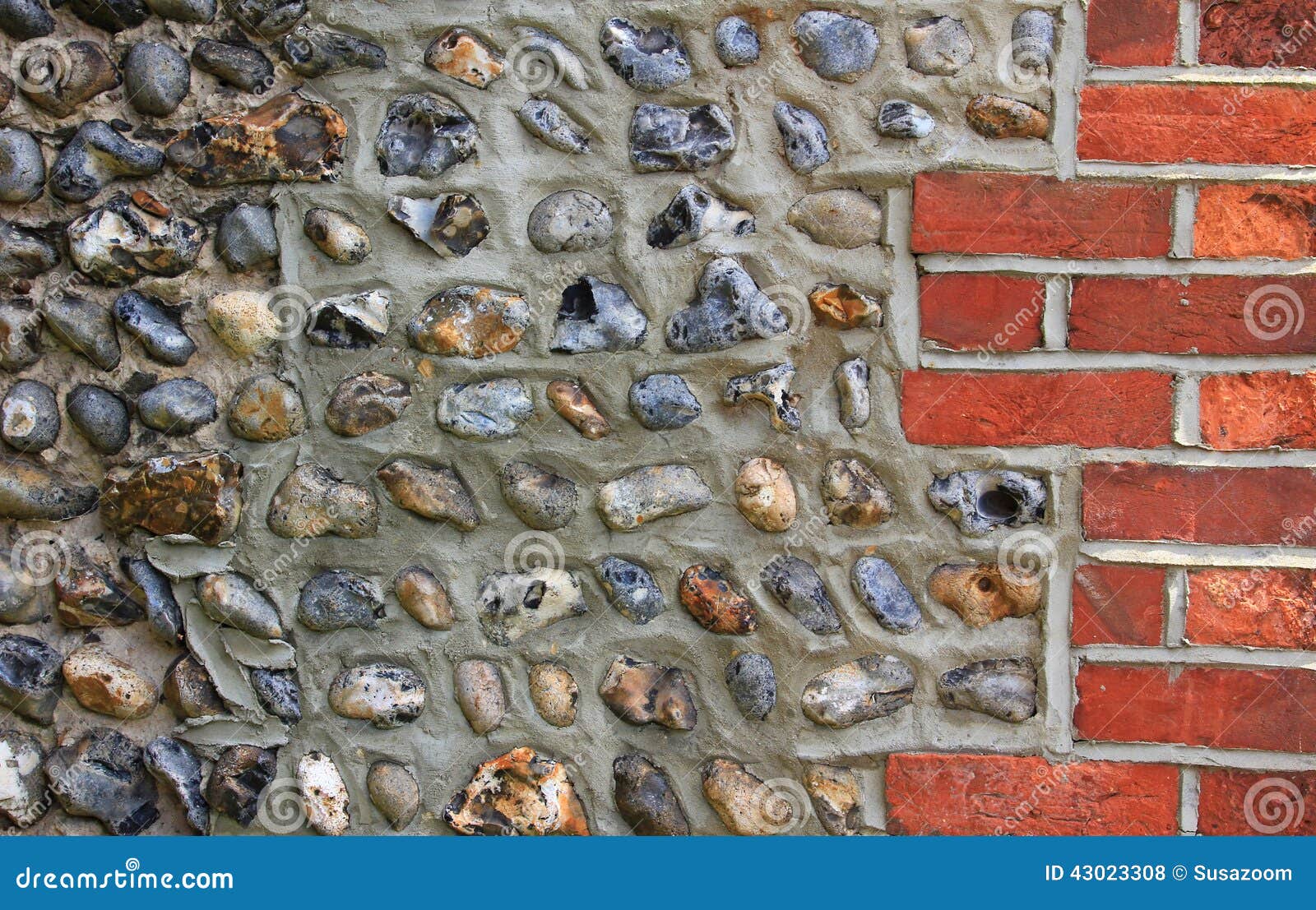 Masonry with Red Bricks and Pebble Stones Stock Photo - Image of color ...