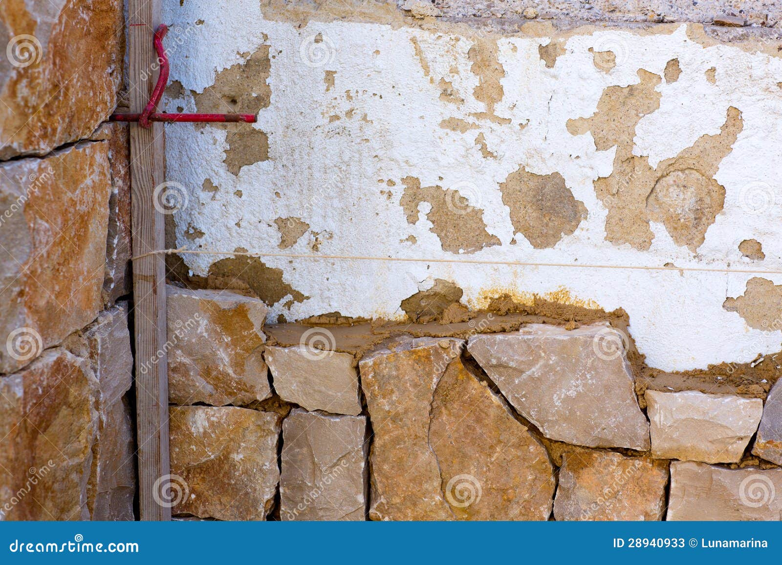 Masonry Stone Wall Construcion Process Traditional Stock Image - Image ...