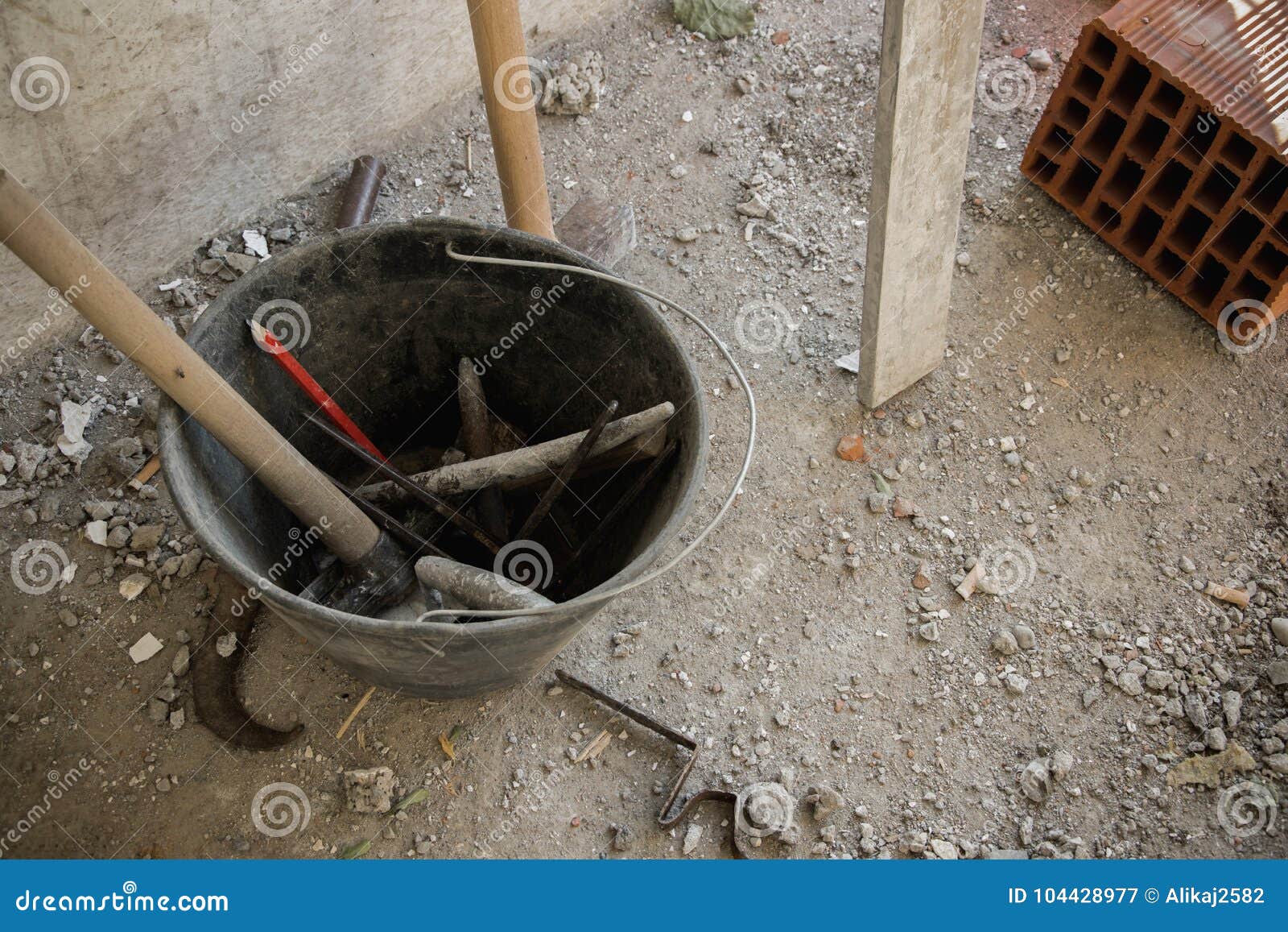 Masonry Tools in the Bucket Stock Image - Image of professional ...