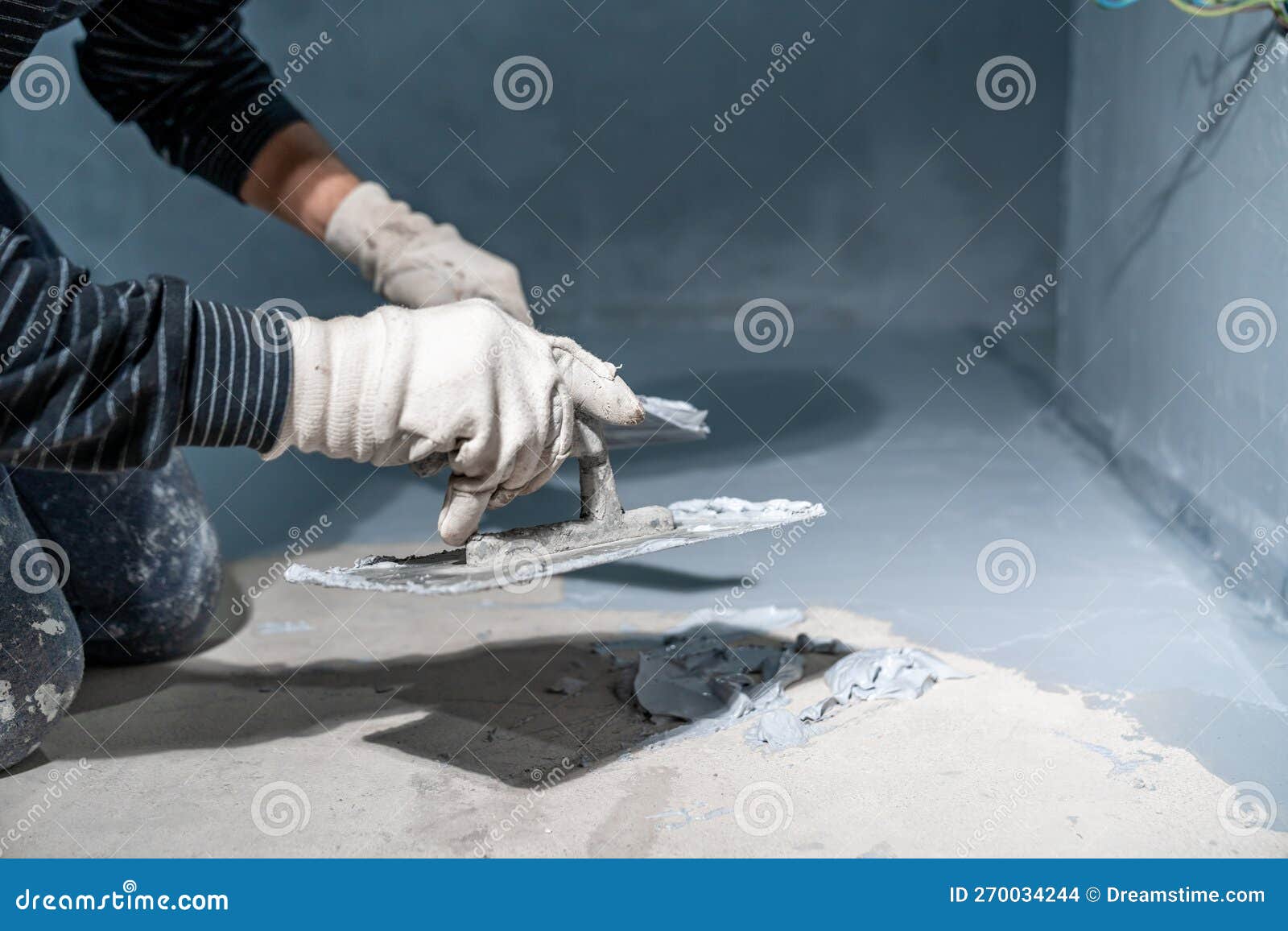 Masonry Work with a Trowel on the Construction Site Stock Photo - Image ...