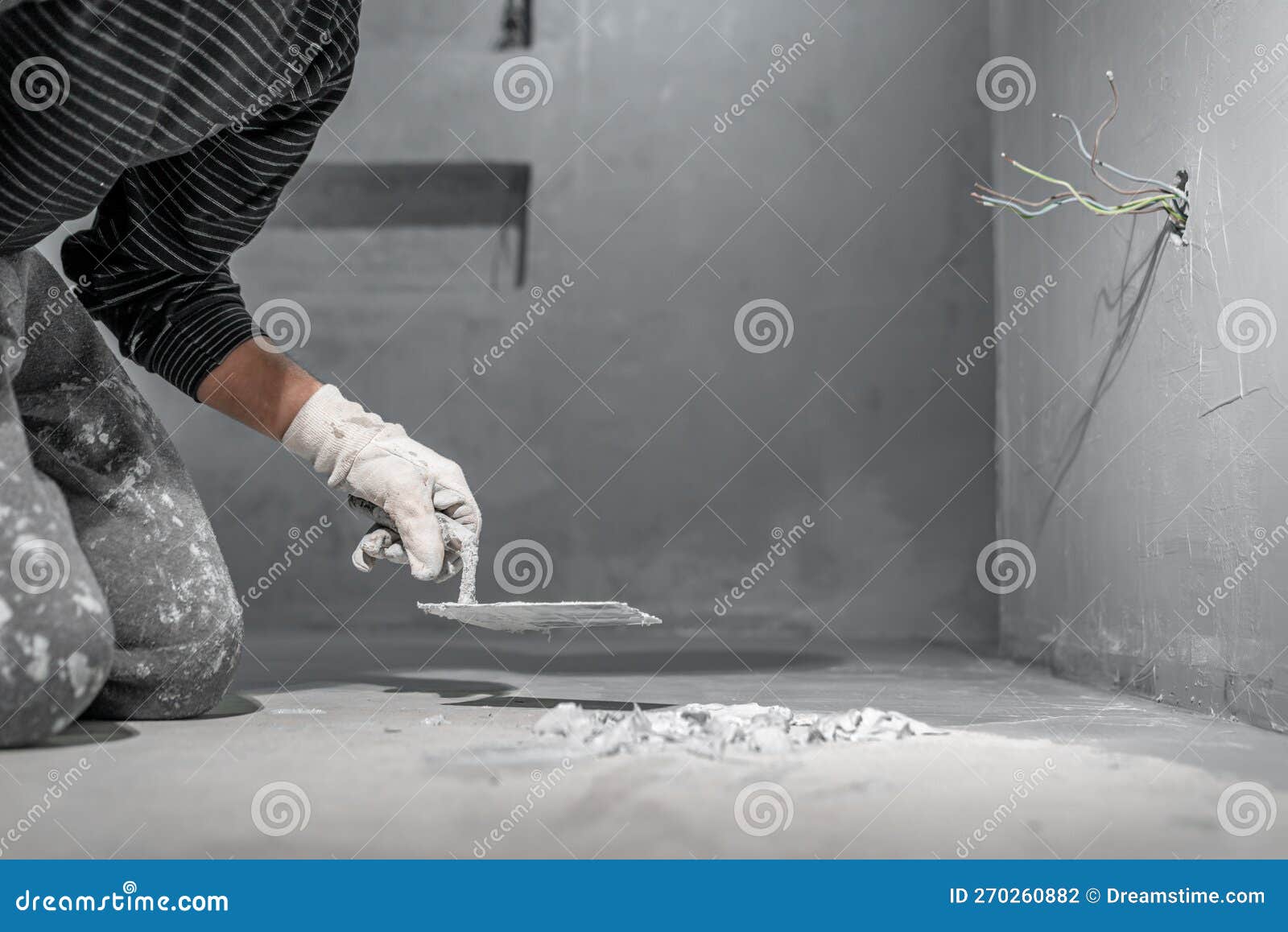 Masonry Work with a Trowel on the Construction Site Stock Photo - Image ...