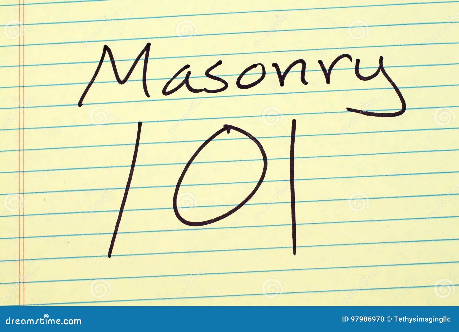 Masonry 101 on a Yellow Legal Pad Stock Photo - Image of class, basic ...