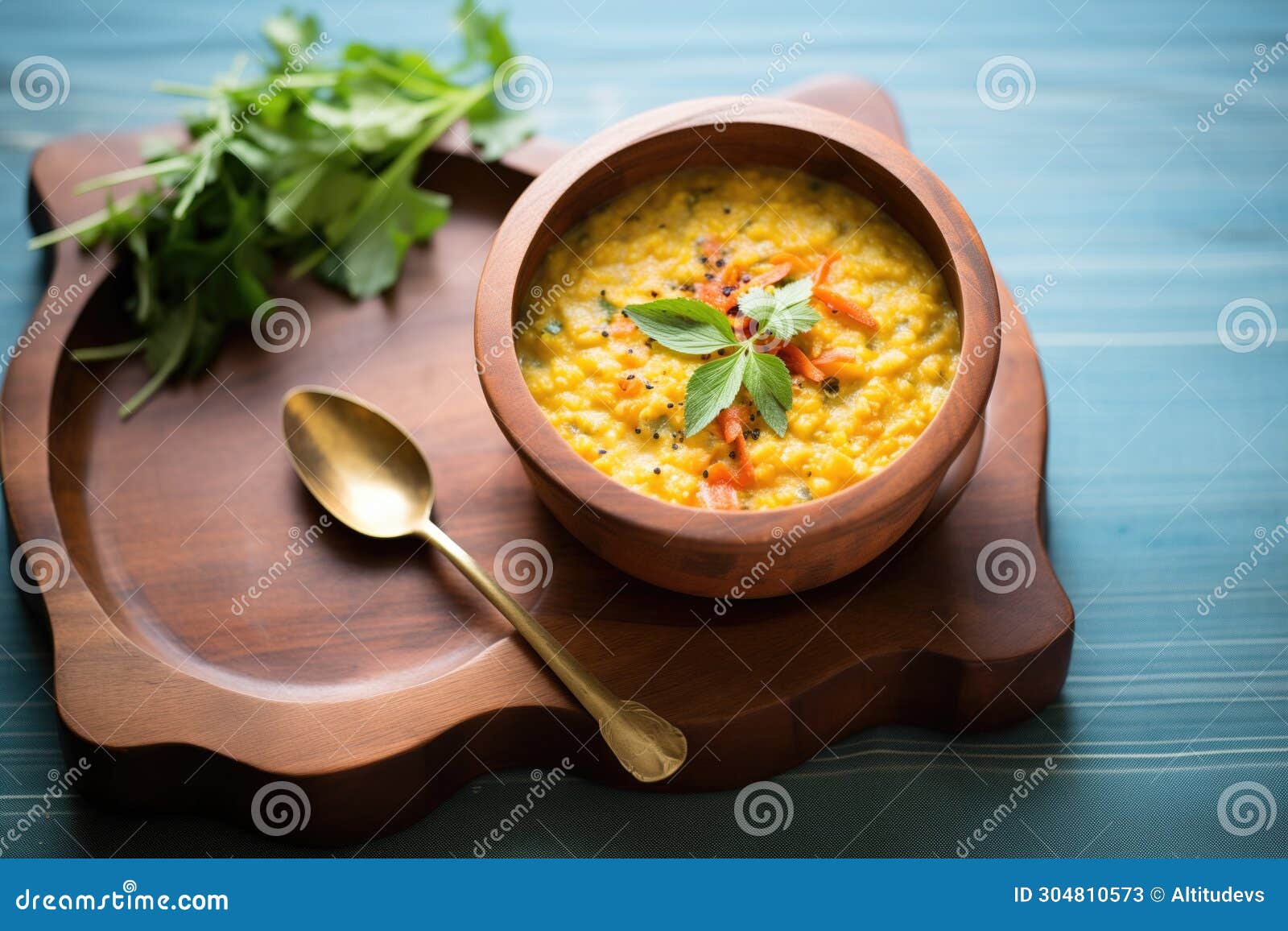 A Bowl Of Masoor With A Spoon And A Plate Of Masoor. Generative AI ...