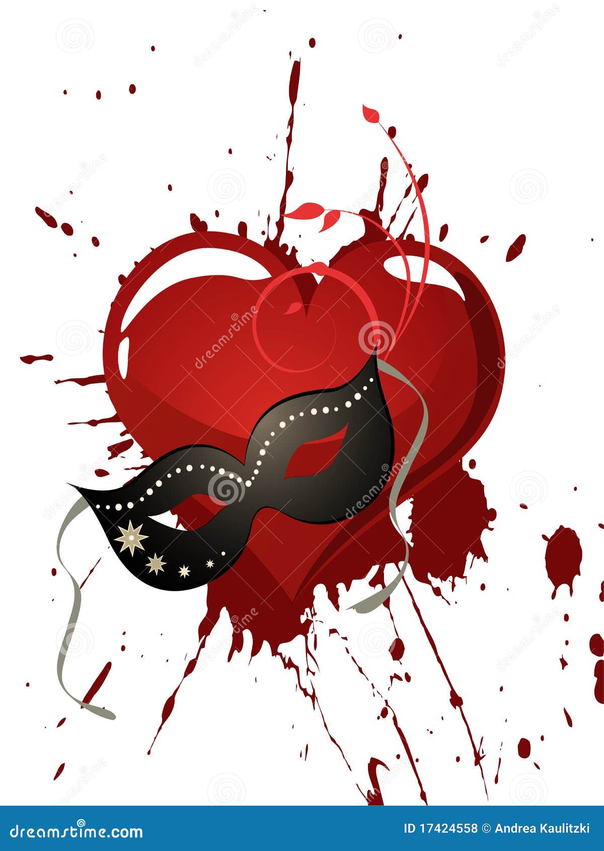 Masque et coeur illustration de vecteur. Illustration du fond - 17424558