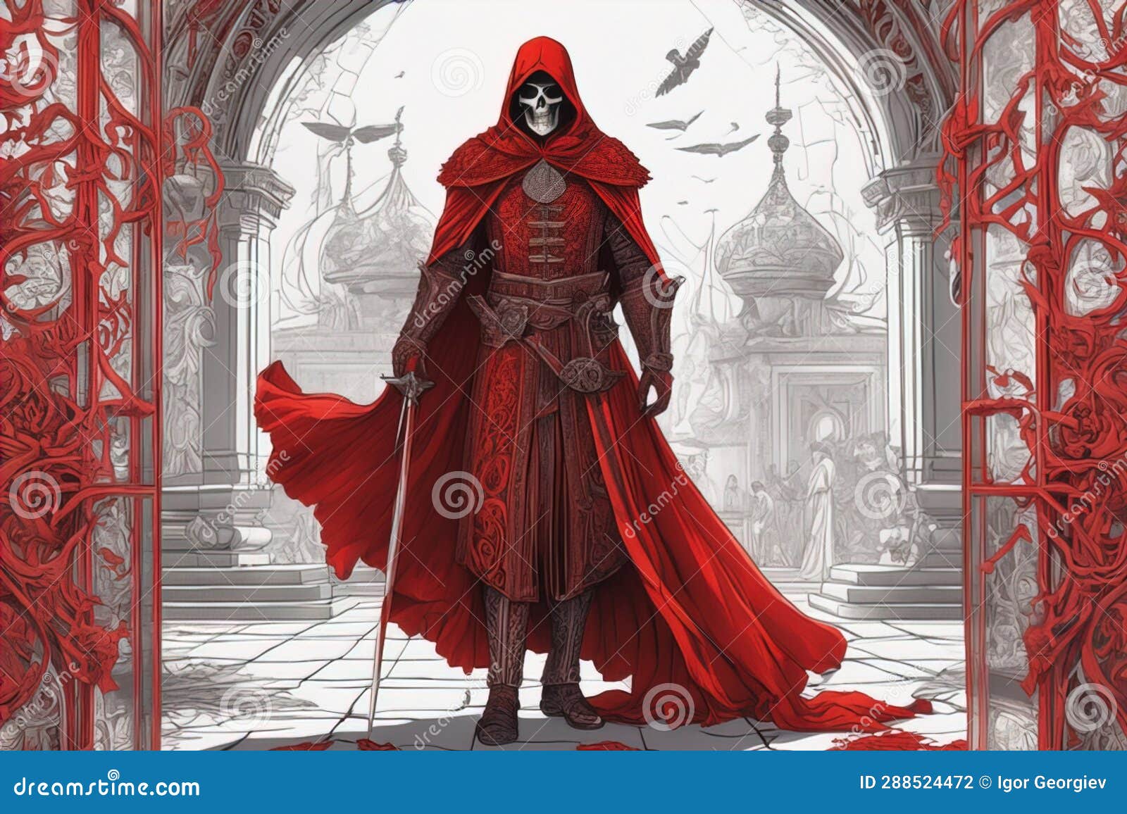 The Masque of the Red Death Stock Illustration - Illustration of abyss ...