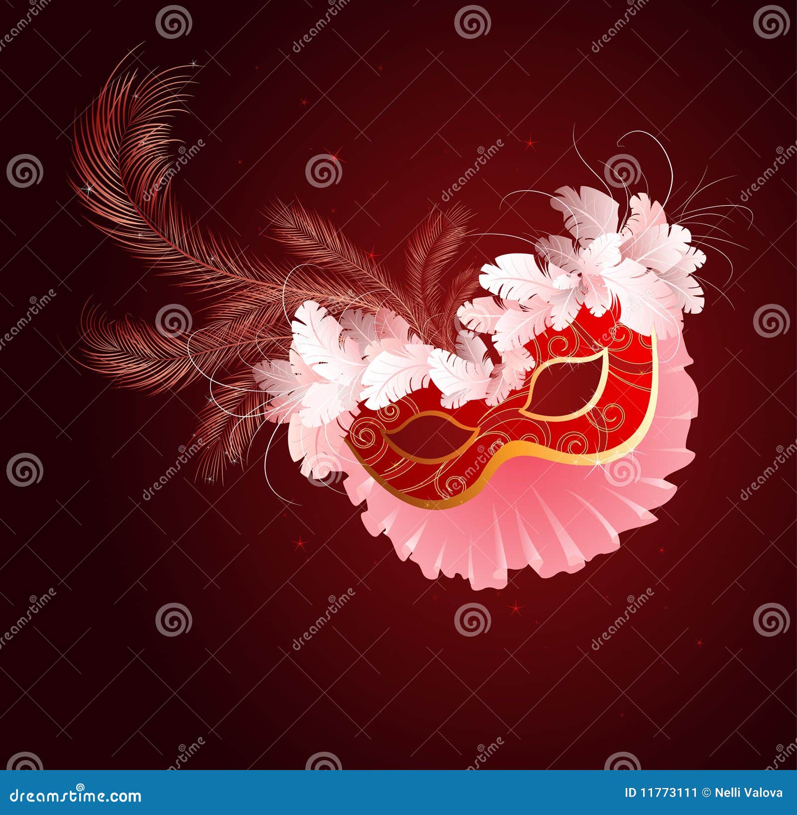 Masque Rouge Luxueux Avec Un Voile Illustration de Vecteur ...