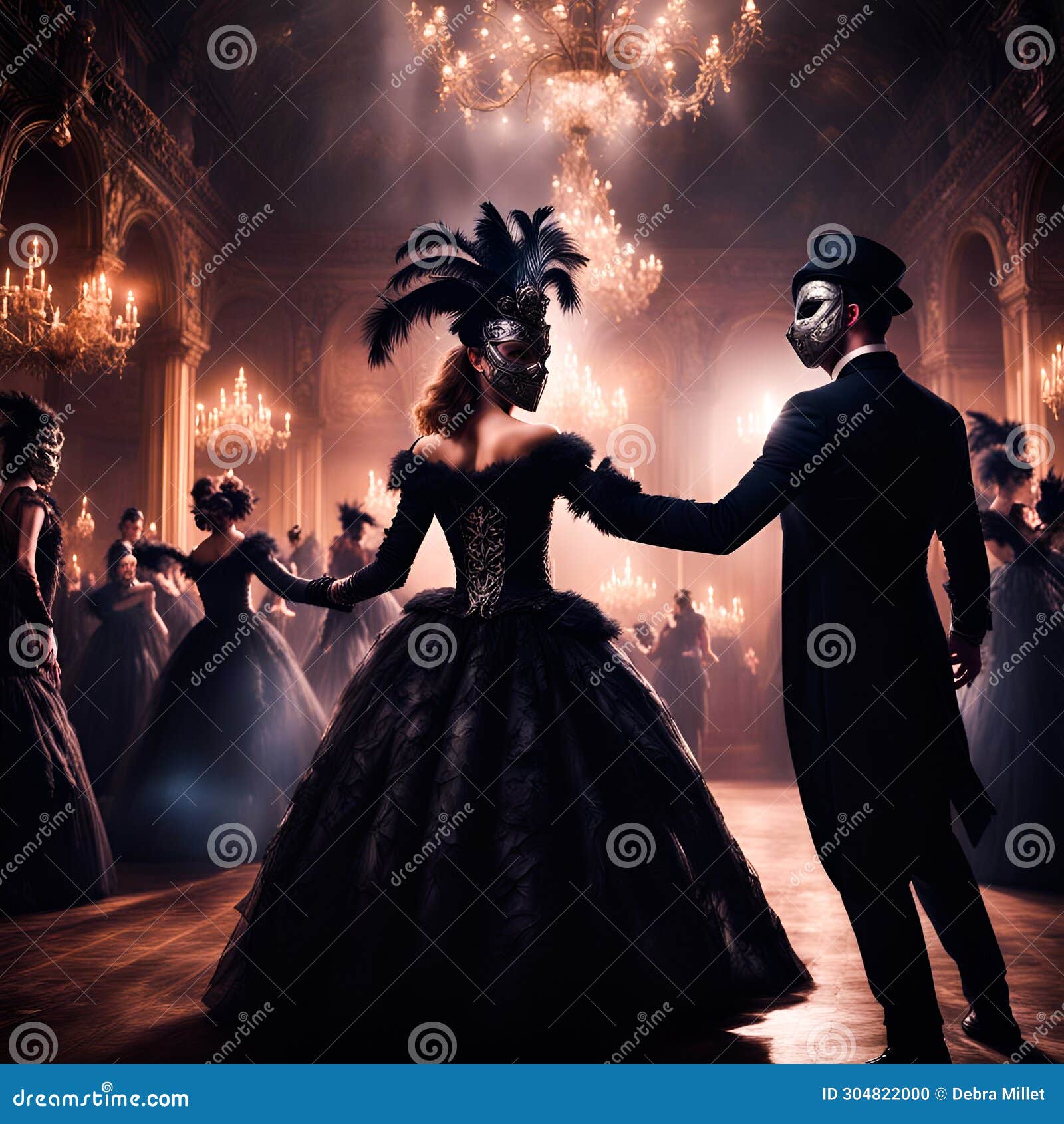 Masquerade Ball Party Invitation Banner With Mask And Hanging ...