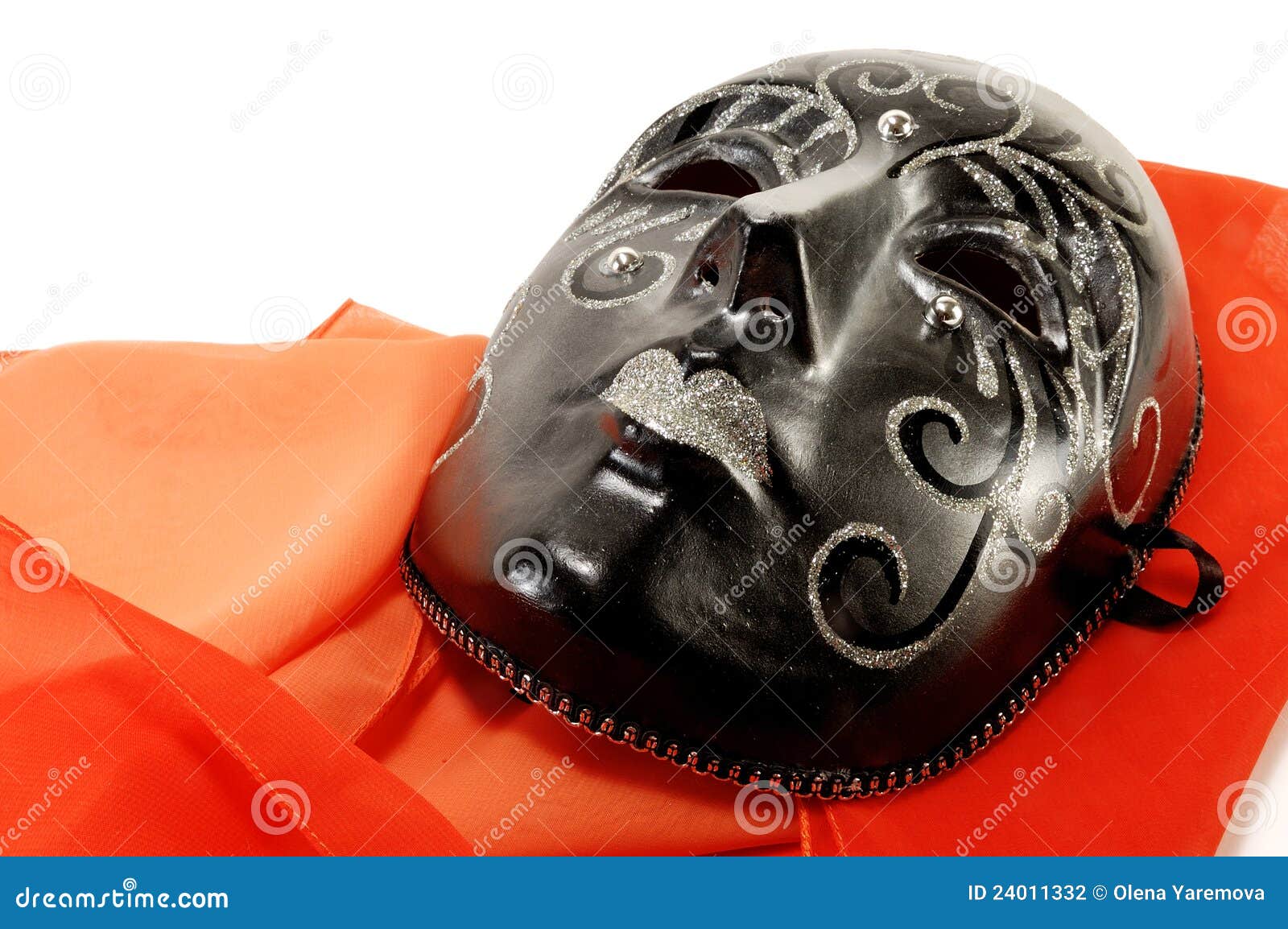 Masquerade Black Mask and a Red Scarf Stock Photo - Image of tasteful ...