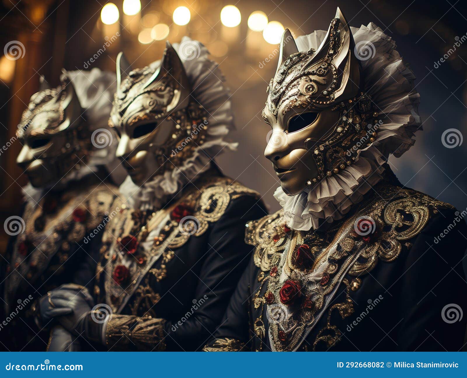 Masquerade Elegance: a Group of Individually Dressed Individuals in Cat ...
