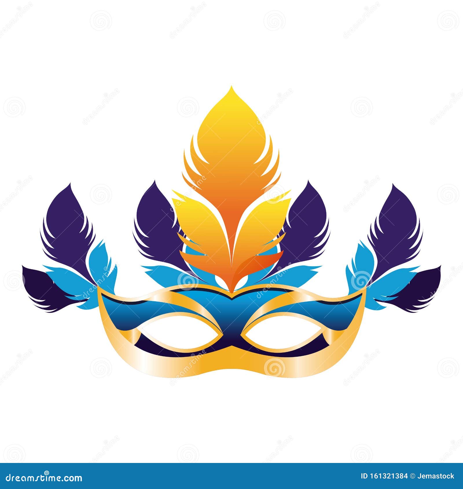 Masquerade Mask with Colorful Feathers, Colorful Flat Design Stock ...