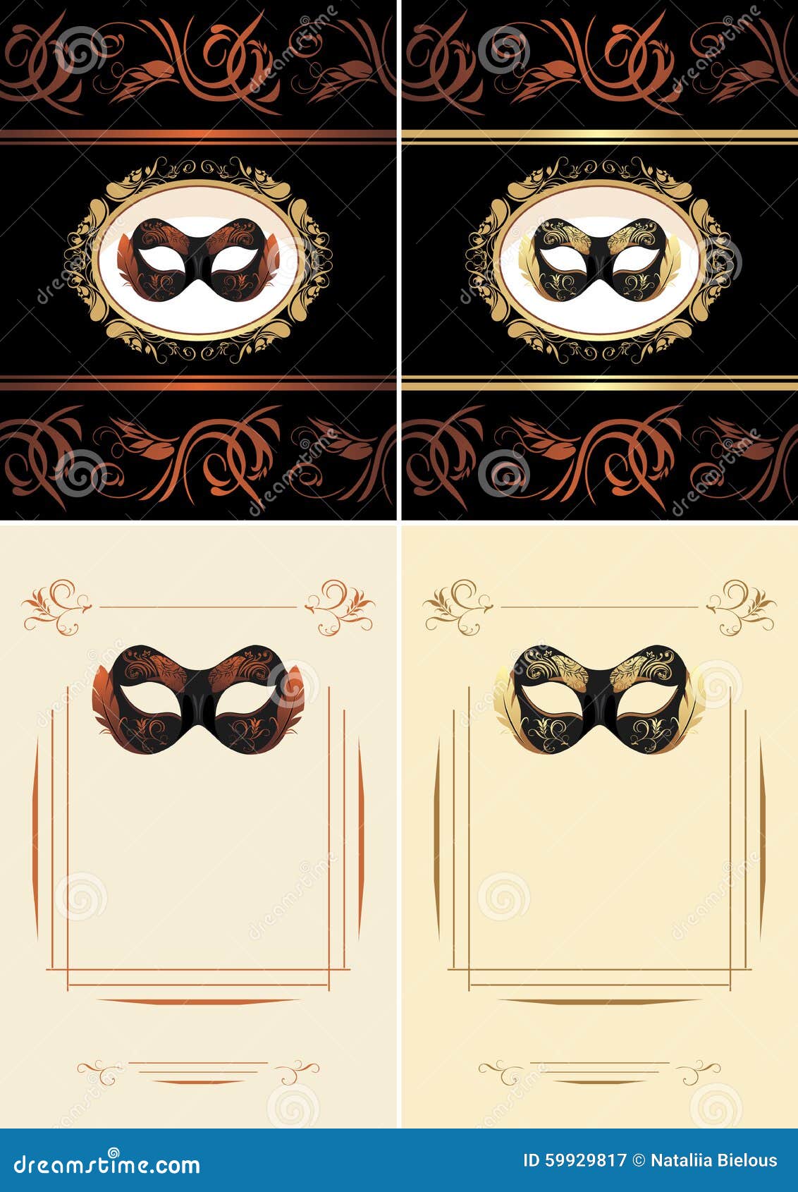 Masquerade Masks. Title Page for Design Stock Vector - Illustration of ...