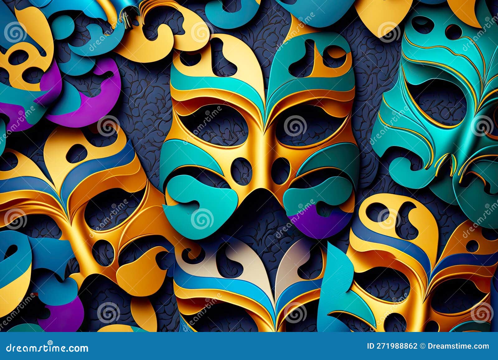 Masquerade Pattern Texture with Carnival Mask Shapes Stock Illustration ...
