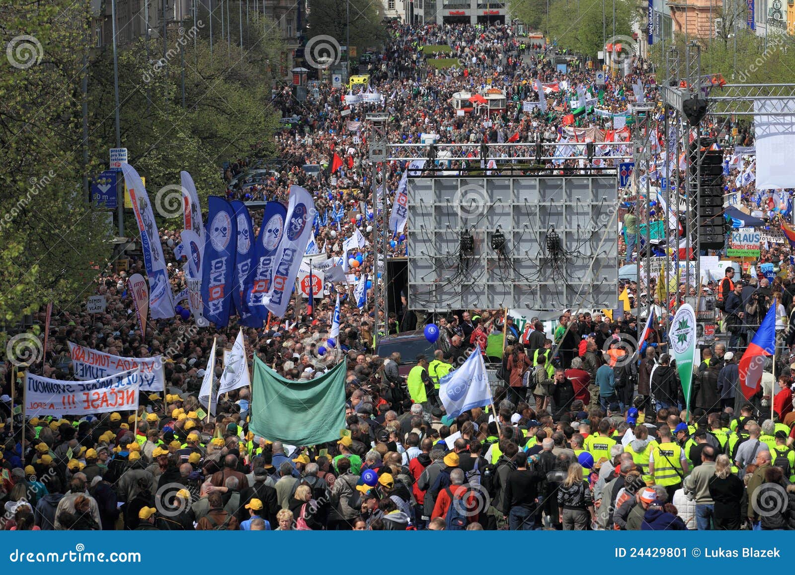 Mass Crowd of Demonstrating People in Prague Editorial Photo - Image of ...