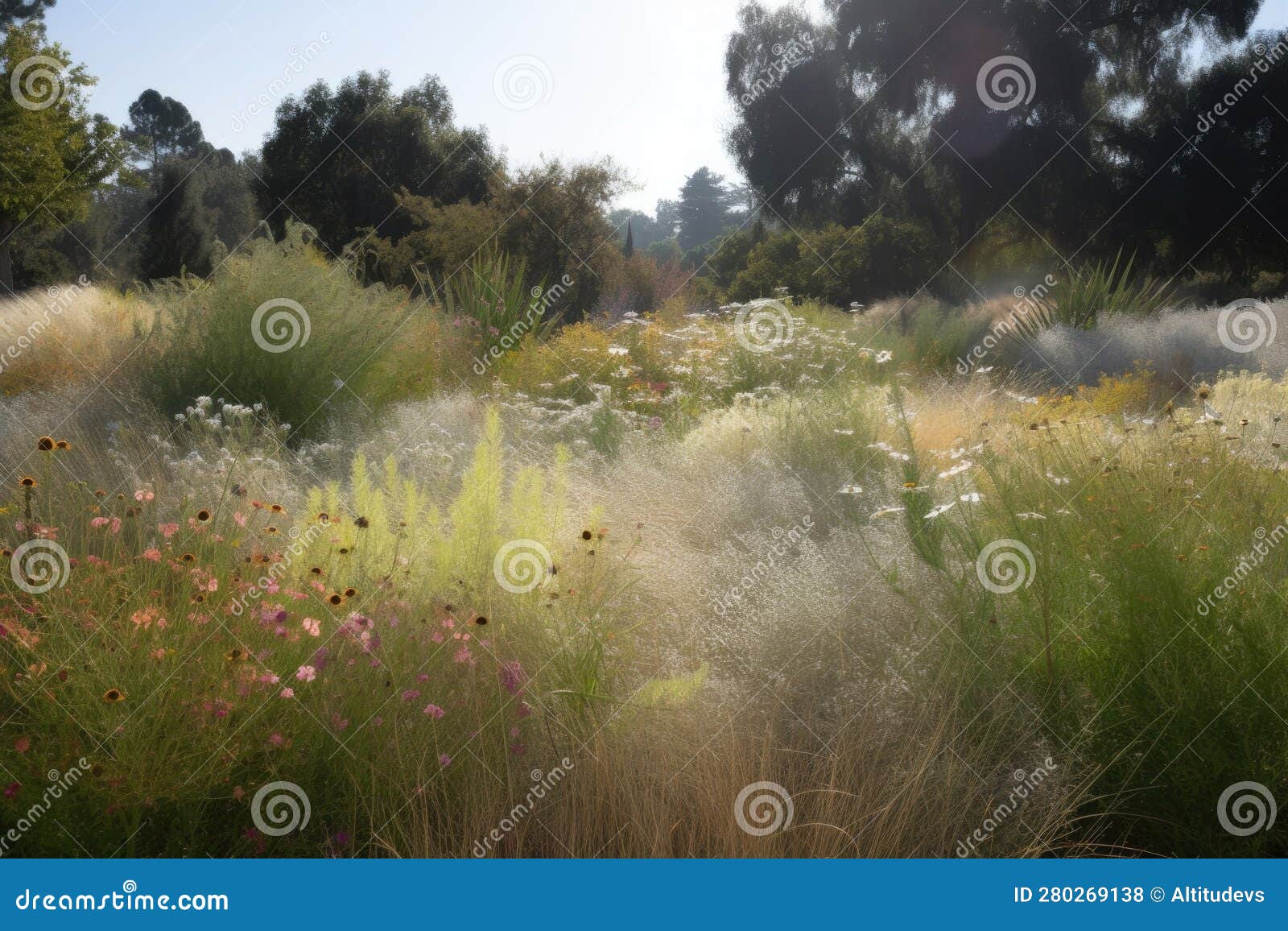 Mass of Drought-tolerant and Native Plants in Field of Sweeping Grasses ...