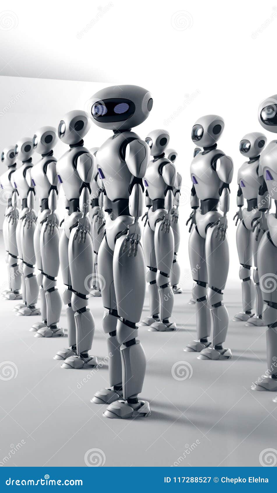Mass of Many Robots. a Crowd of Android Cyborg Stock Illustration ...