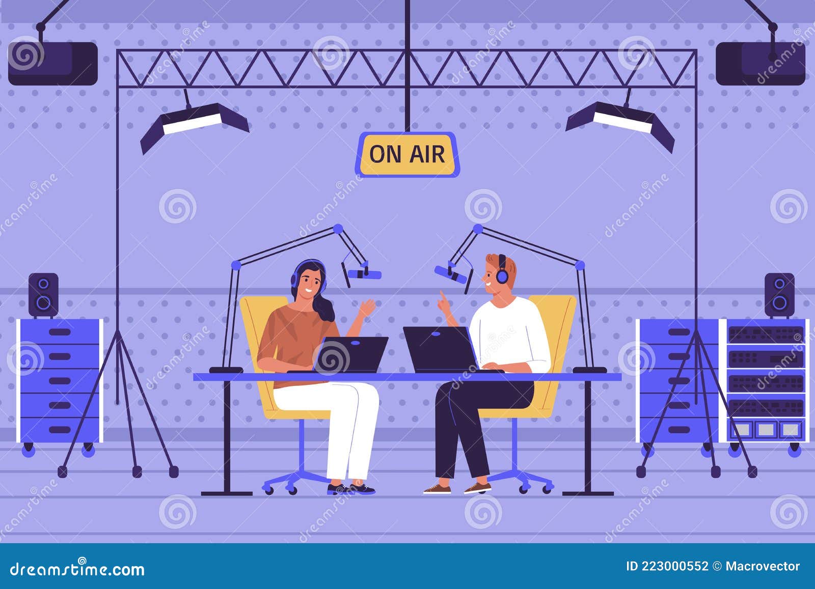 Mass Media Radio Studio stock vector. Illustration of discussion ...