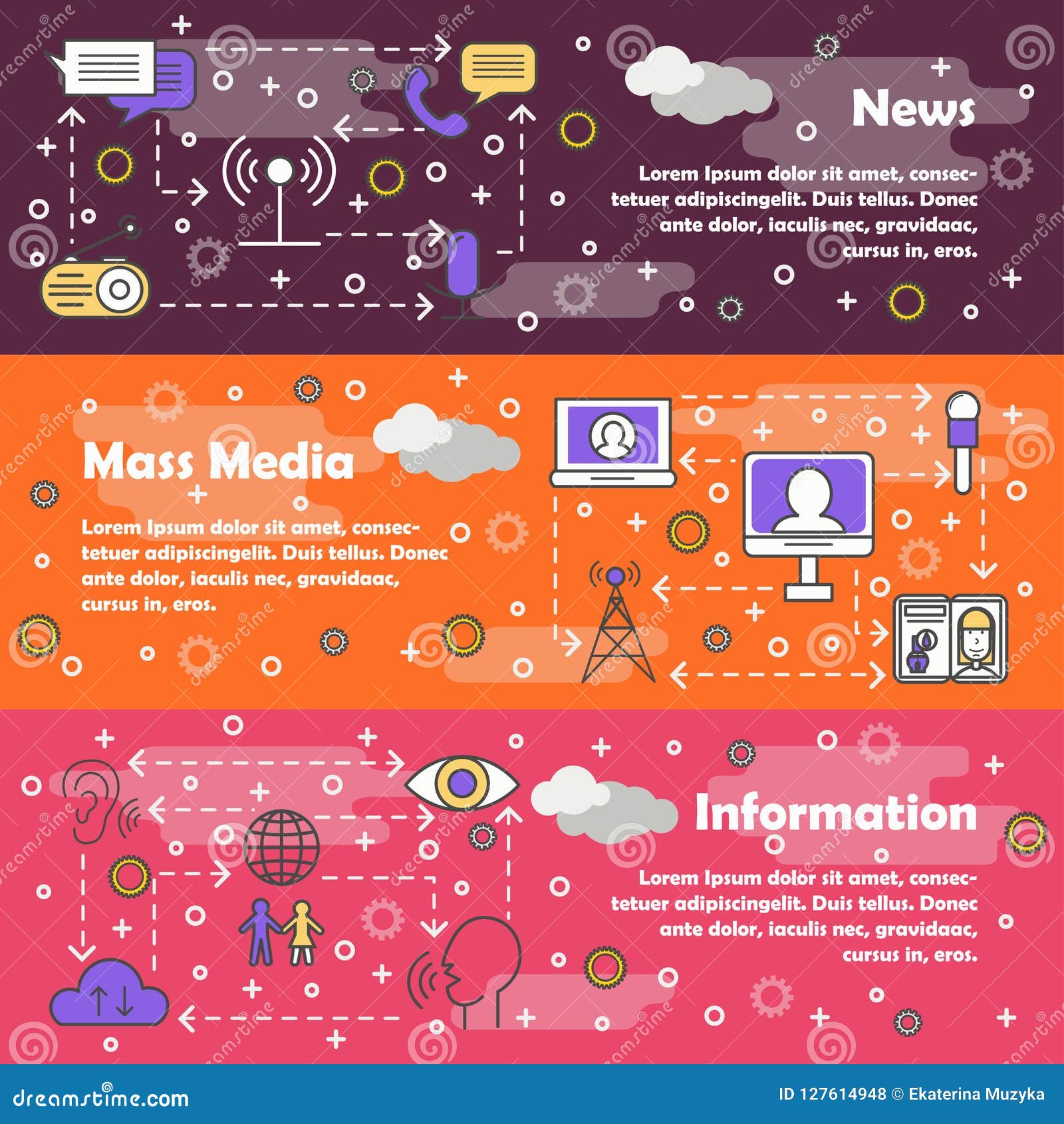 Vector Thin Line Mass Media Web Banner Templates Stock Vector ... Vector Thin Line Mass Media Web Banner Templates Stock Vector ...