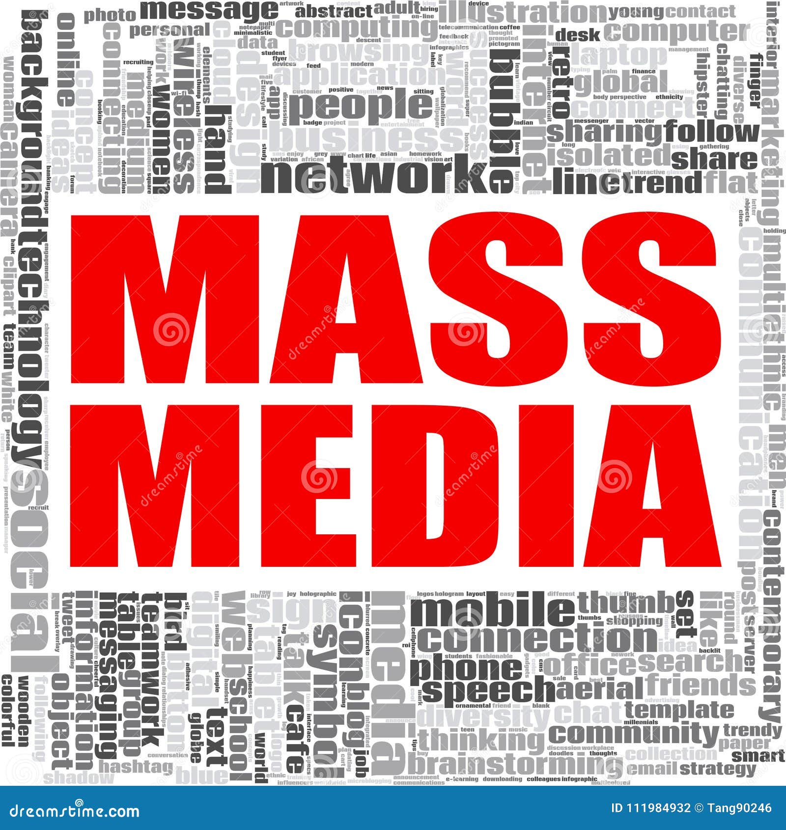 Mass media word cloud stock illustration. Illustration of report ...