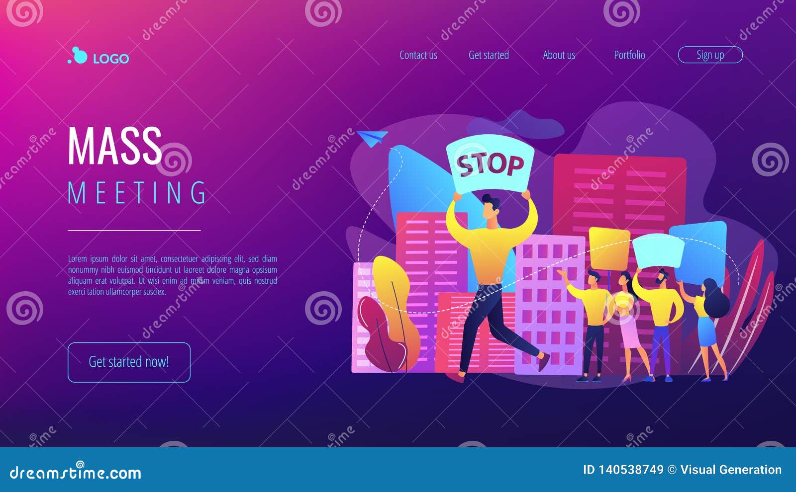 Mass Meeting Concept Landing Page. Stock Vector - Illustration of color ...