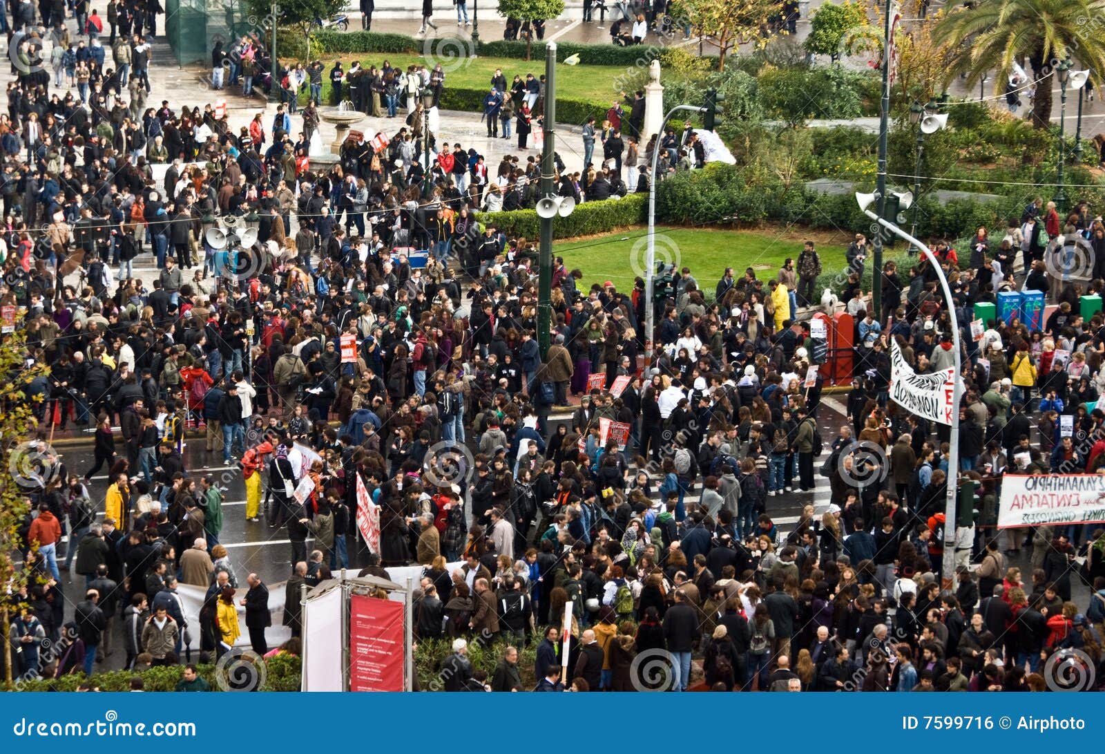Mass Protest, Panepistimiou Str, Athens, Greece Editorial Photo - Image ...