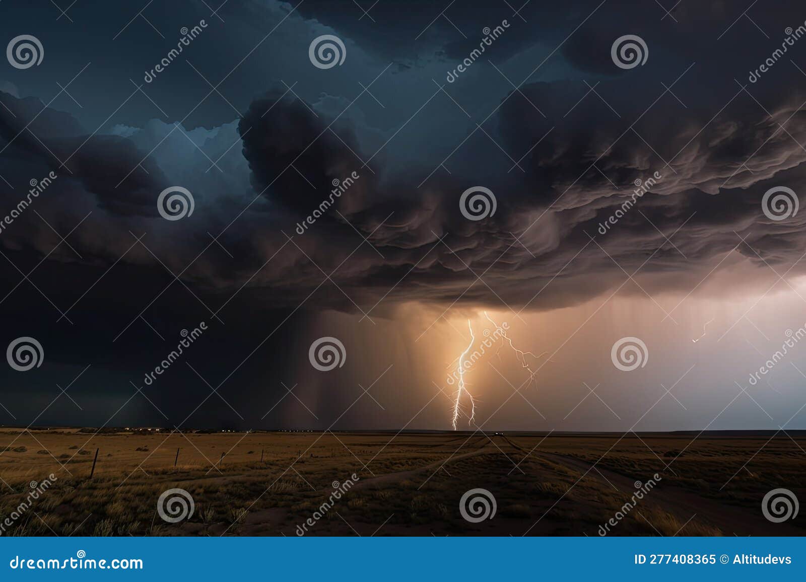 Mass of Storm Clouds with Lightning and Thunderstorms in the Distance ...
