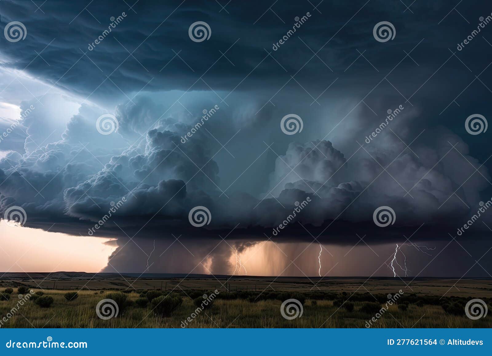 Mass of Storm Clouds with Lightning and Thunderstorms in the Distance ...