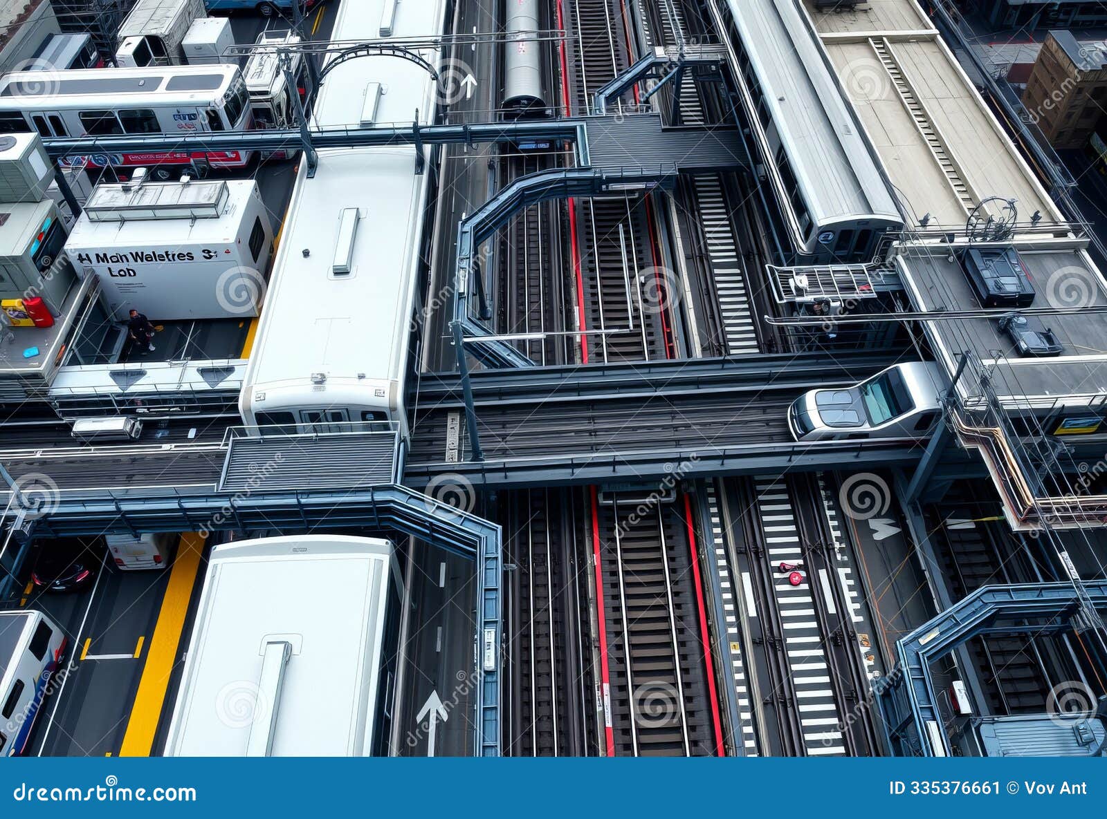 Mass Transit Systems Overhead Shots of Intricate Subway Train an ...