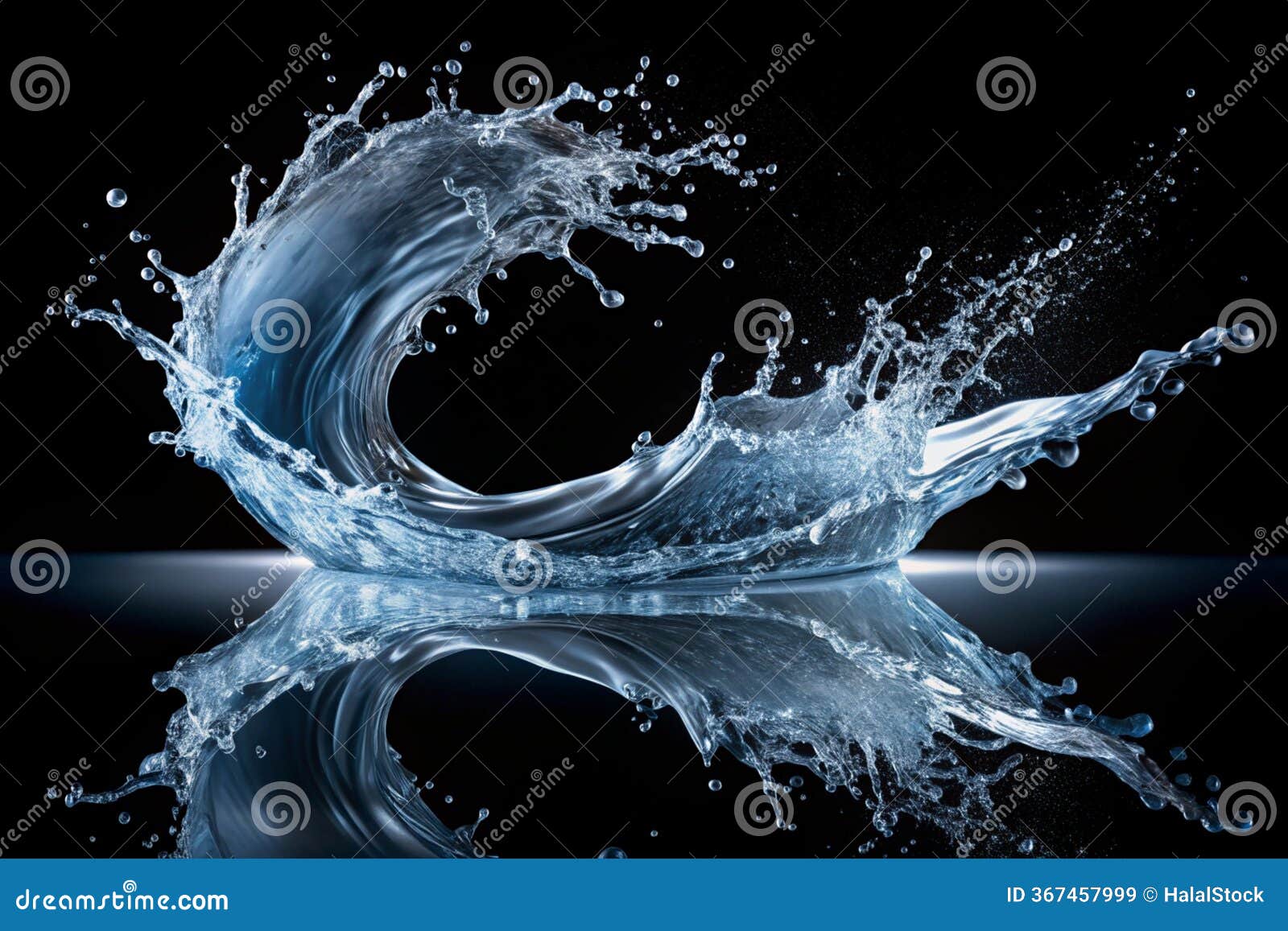Mass Water To Object Make Curve Fly Explosion In Mid Air Motion. Black ...