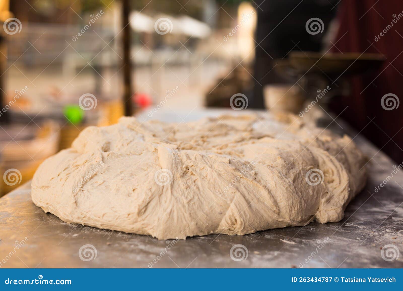 Mass of Yeast Dough in the Bakery Stock Image - Image of bread, recipe ...