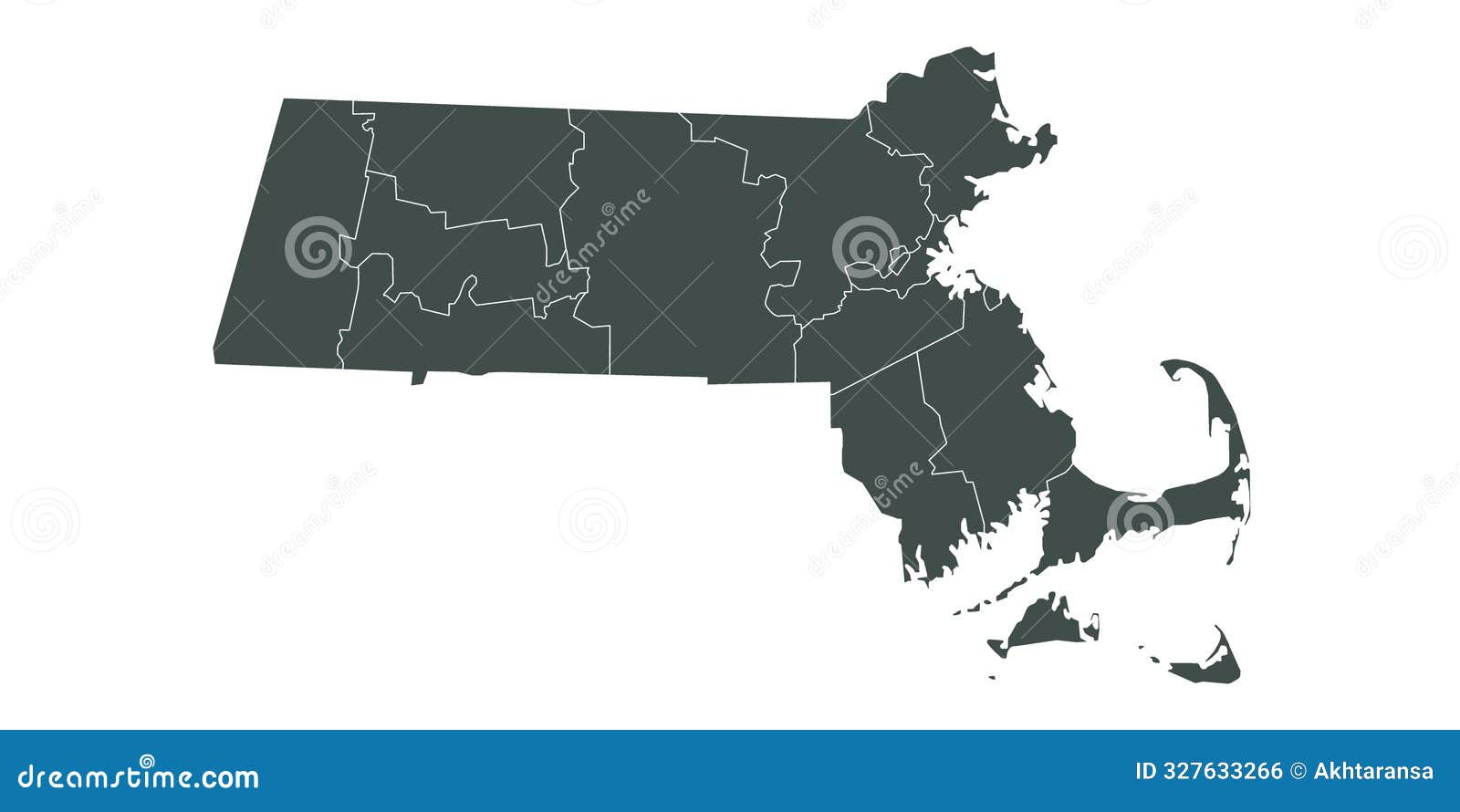 Massachusetts Administrative Map. Counties Map of Massachusetts, Blank ...