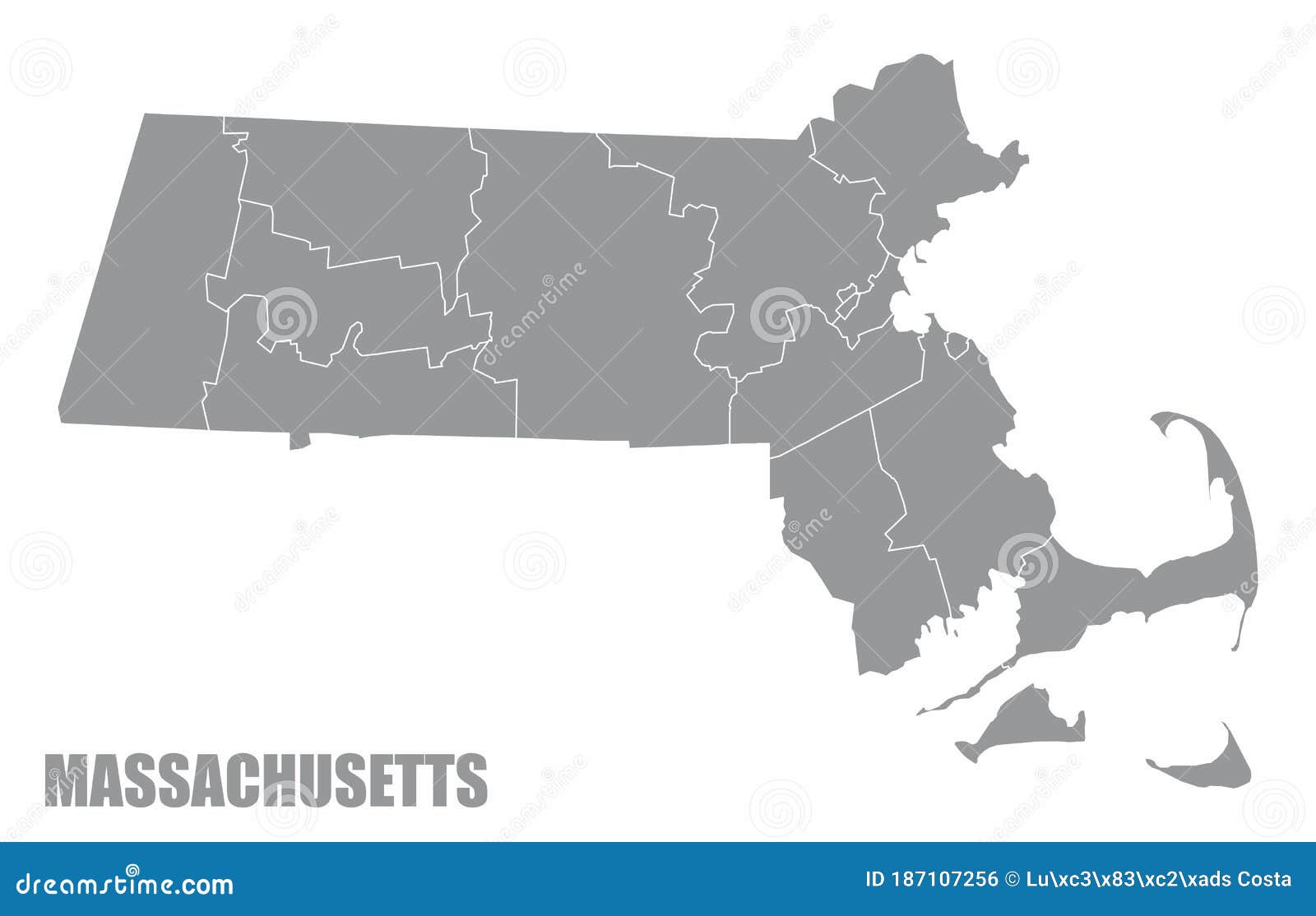 Massachusetts County Map stock illustration. Illustration of design ...