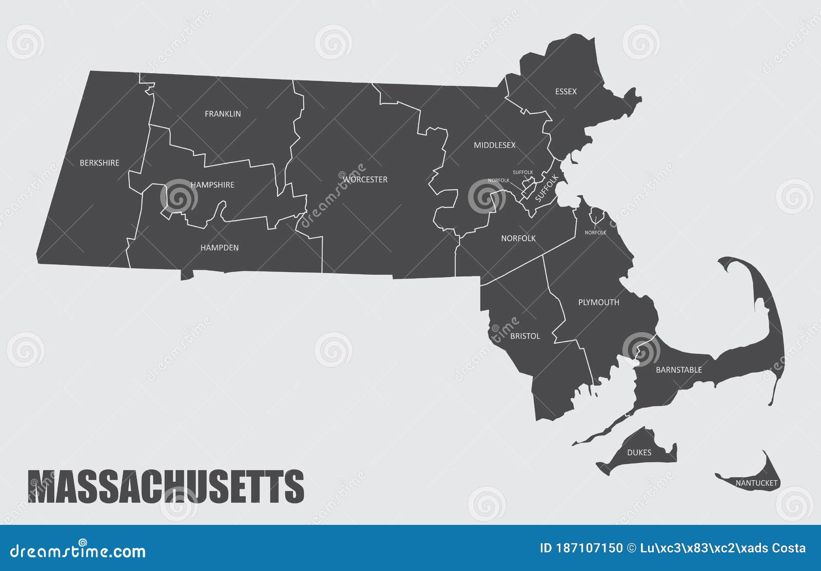 Massachusetts County Maps Stock Photography | CartoonDealer.com #187107362