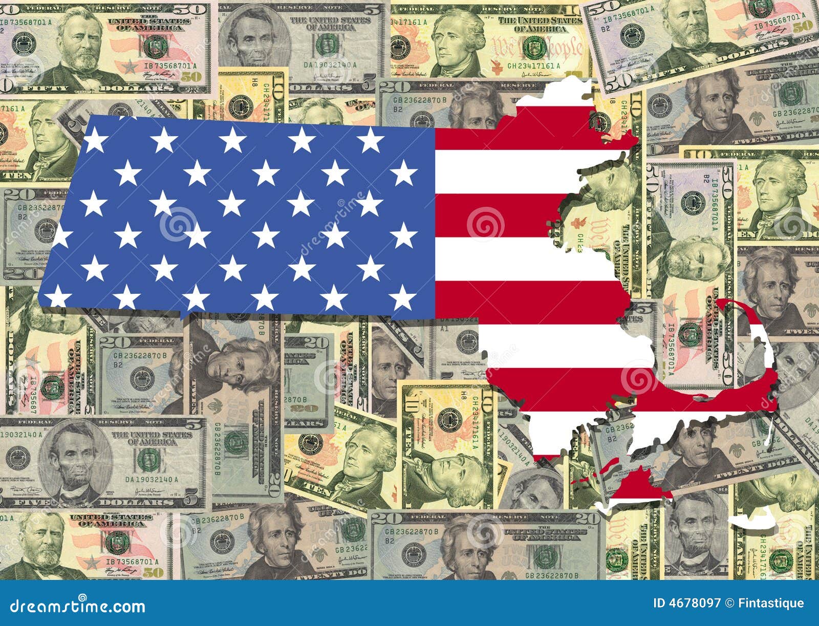 Massachusetts with dollars stock illustration. Illustration of ...